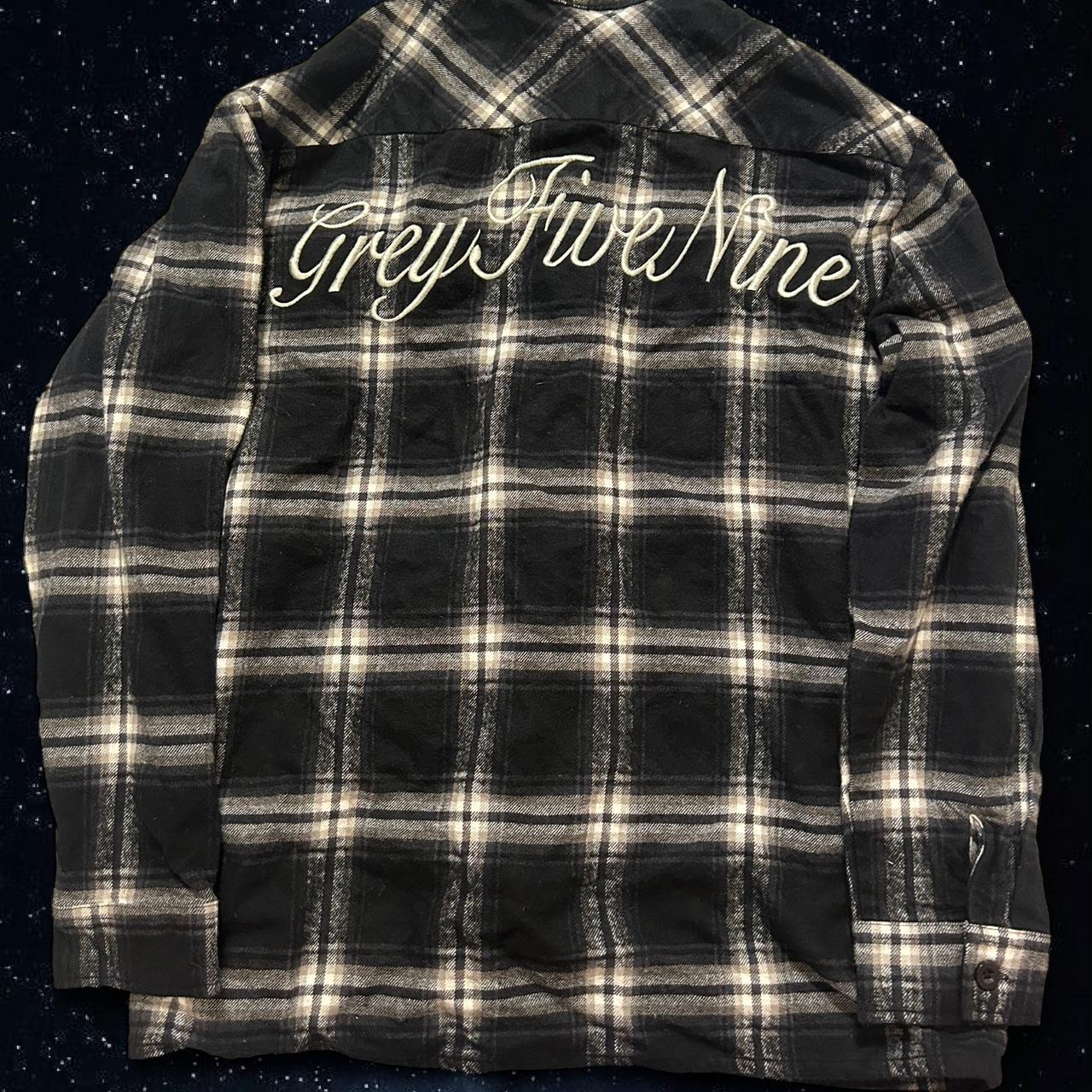 Black and white plaid Grey Five Nine zip-up flannel.... | Depop
