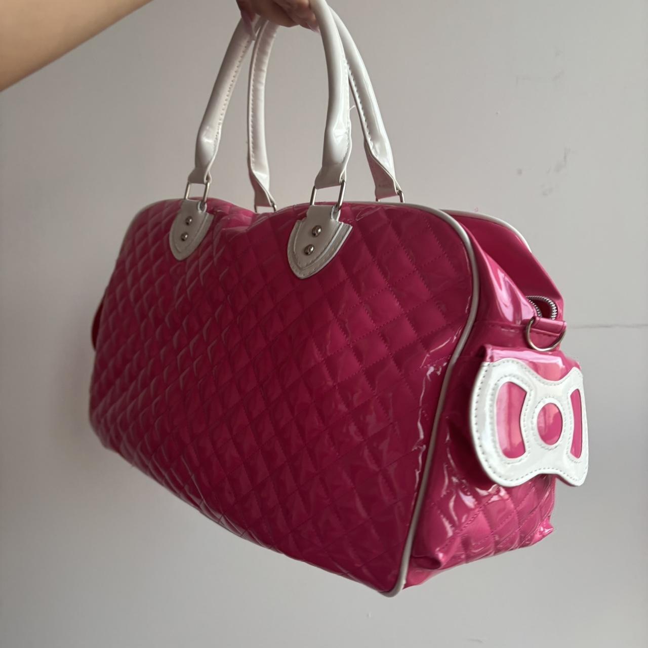 Hello Kitty pink and white quilted travel bag with... | Depop