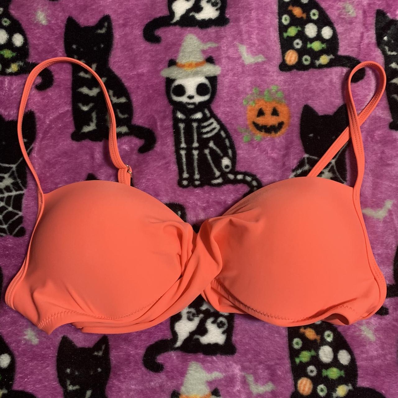 Salmon Oink Orange Neon Bikini Top Like New With Depop