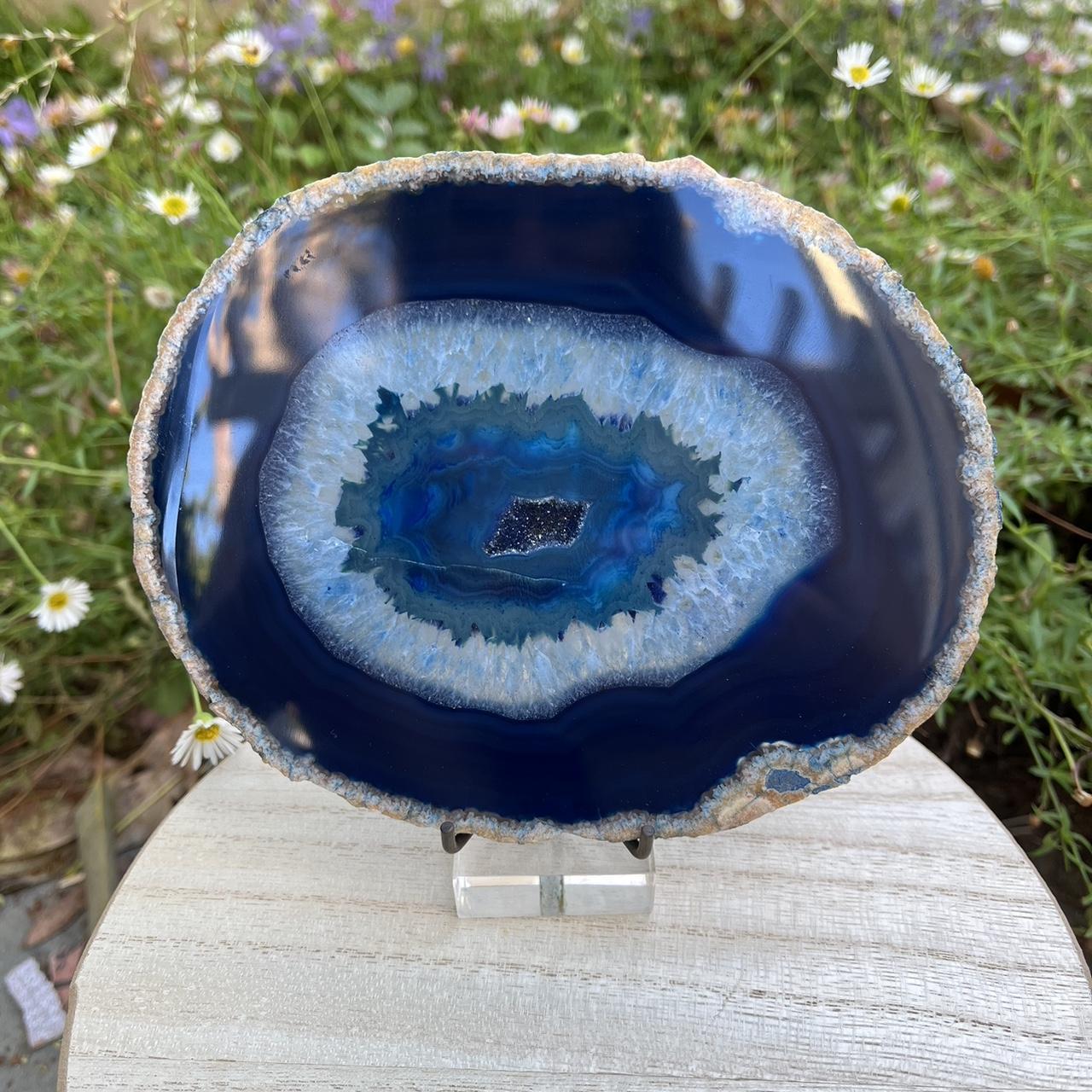 blue dyed agate slab #crystal #agate - Depop