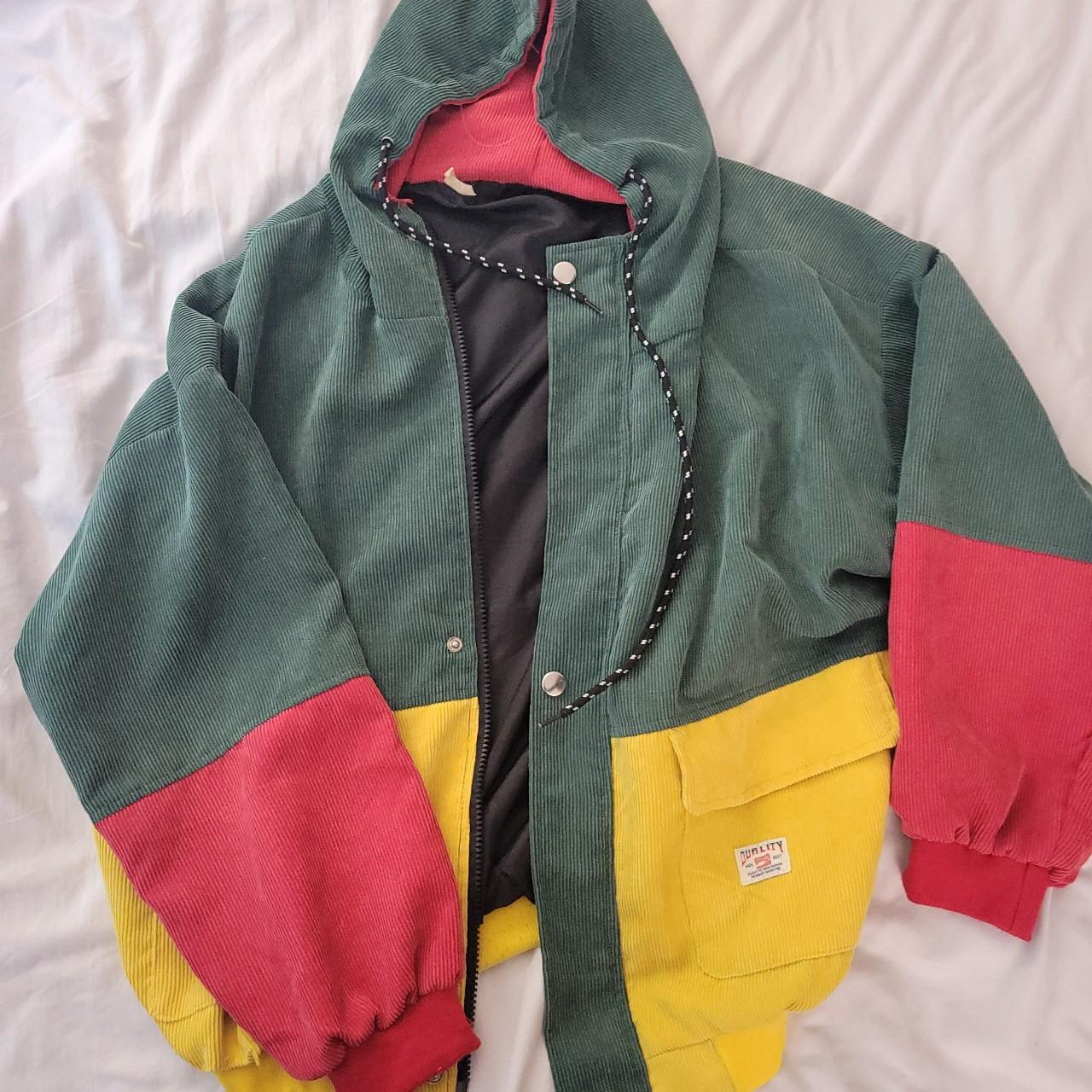 Color Blocked Corduroy Hooded Jacket #corduroyjacket | Depop