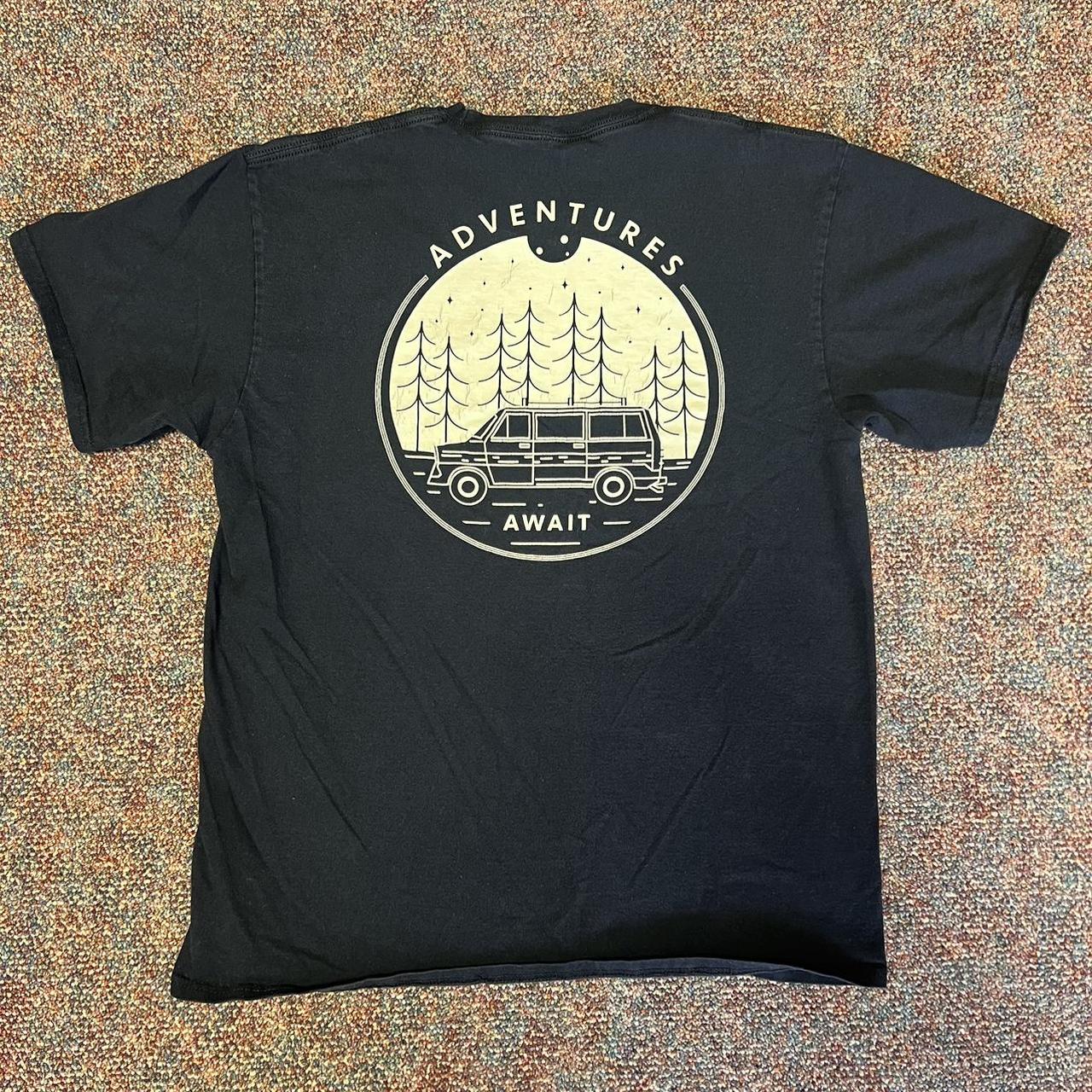 Black graphic tee shirt Dravus Size large Length... - Depop