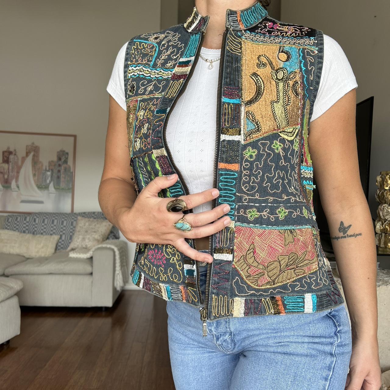 Insane vintage unique vest jacket. Unique sequined... - Depop