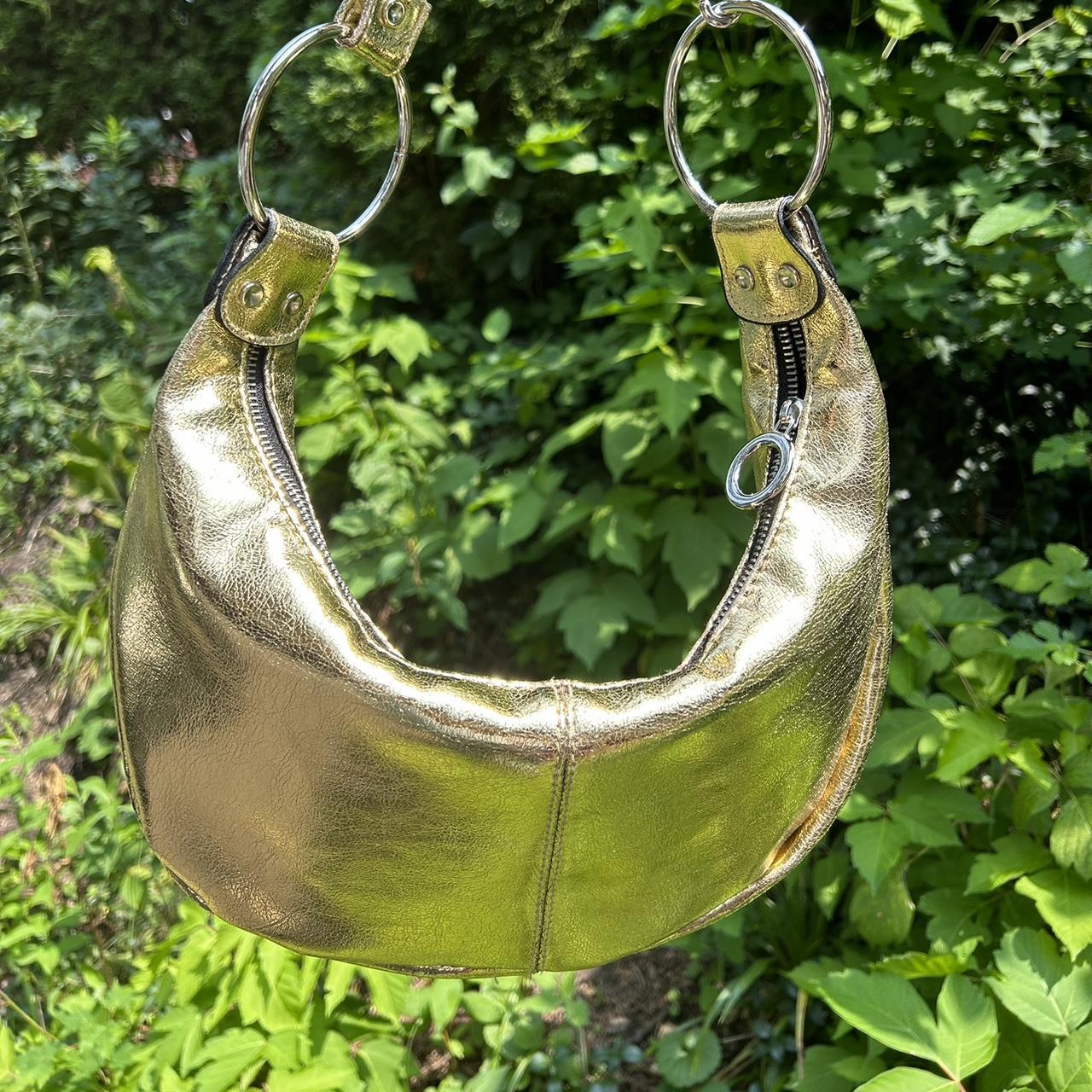 Funky y2k gold metallic shoulder bag. Unique 2000s... - Depop