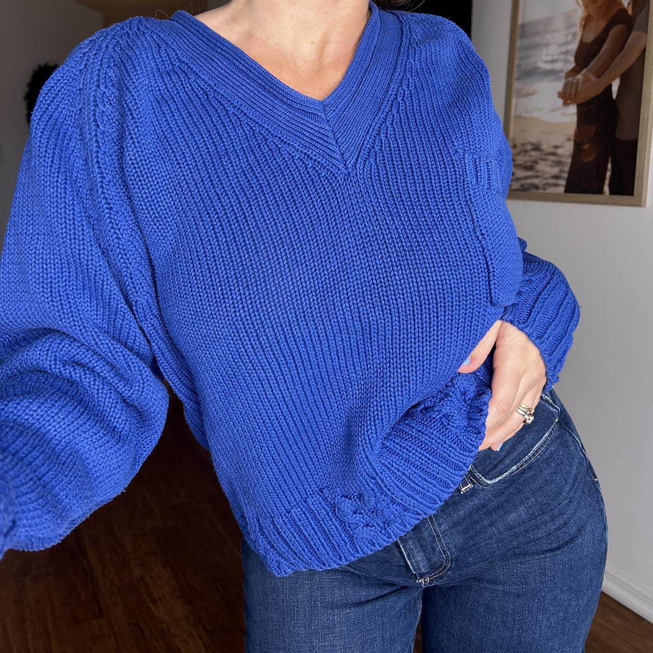 The perfect royal blue cotton knit sweater. The... - Depop
