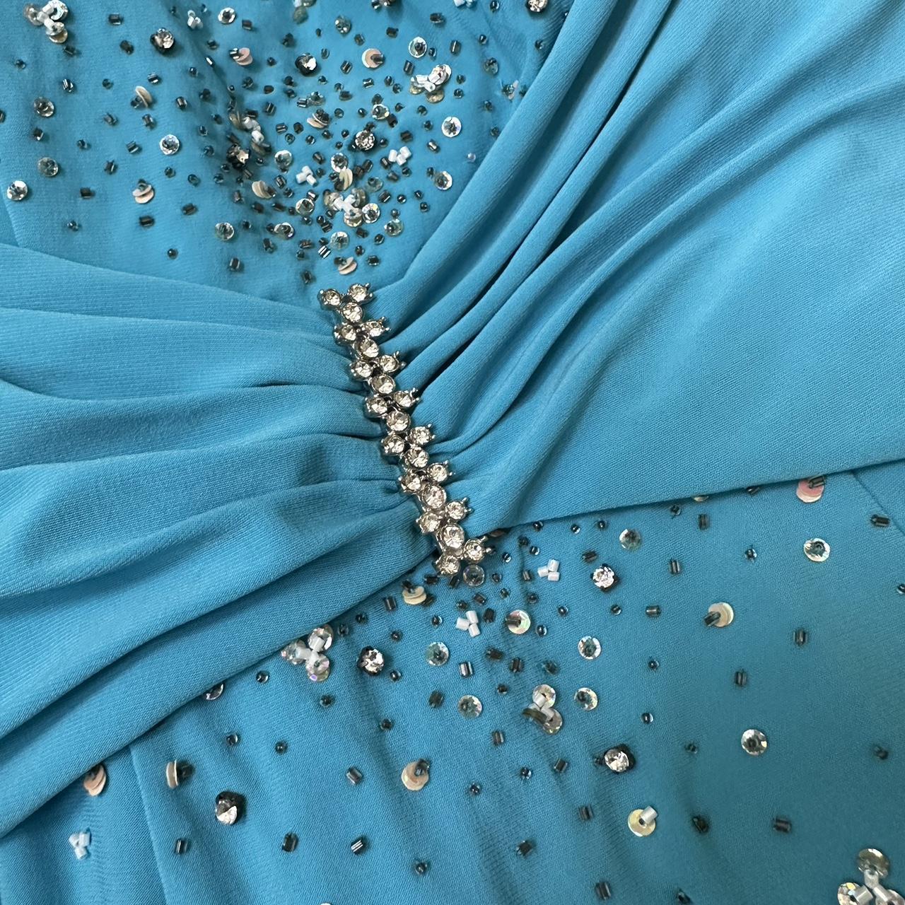 vintage bright blue y2k dress from bicici - size:... - Depop