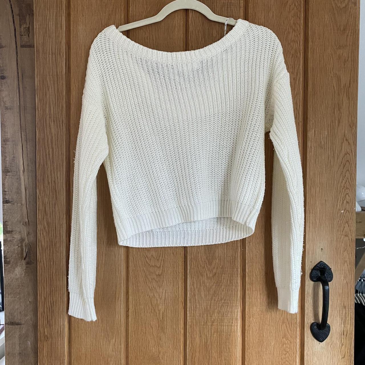 Missguided cream off the shoulder knitted jumper... - Depop
