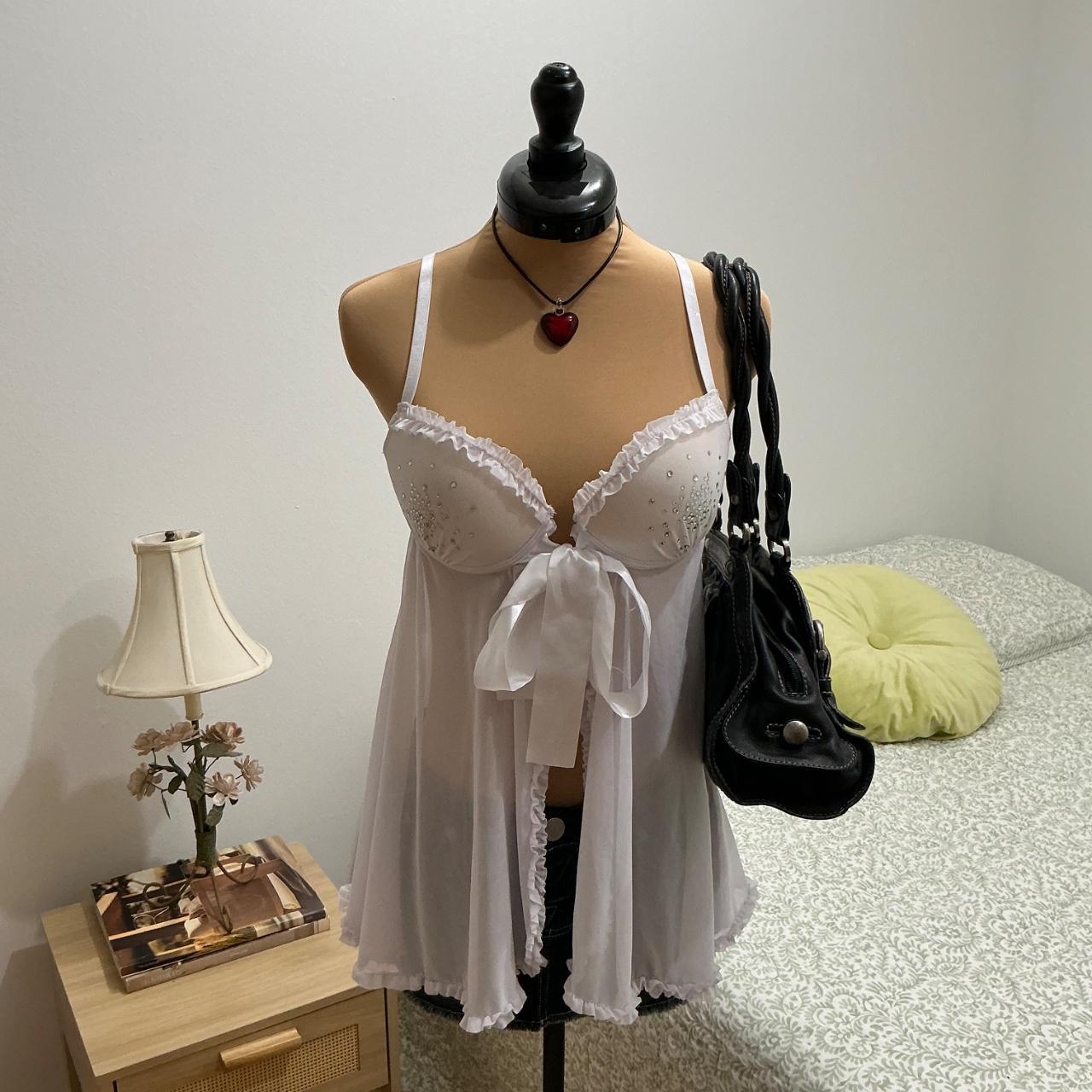 🫧𓇼𓏲*ੈ ‧₊˚🎐 - dainty sheer white laced slip - brand... | Depop