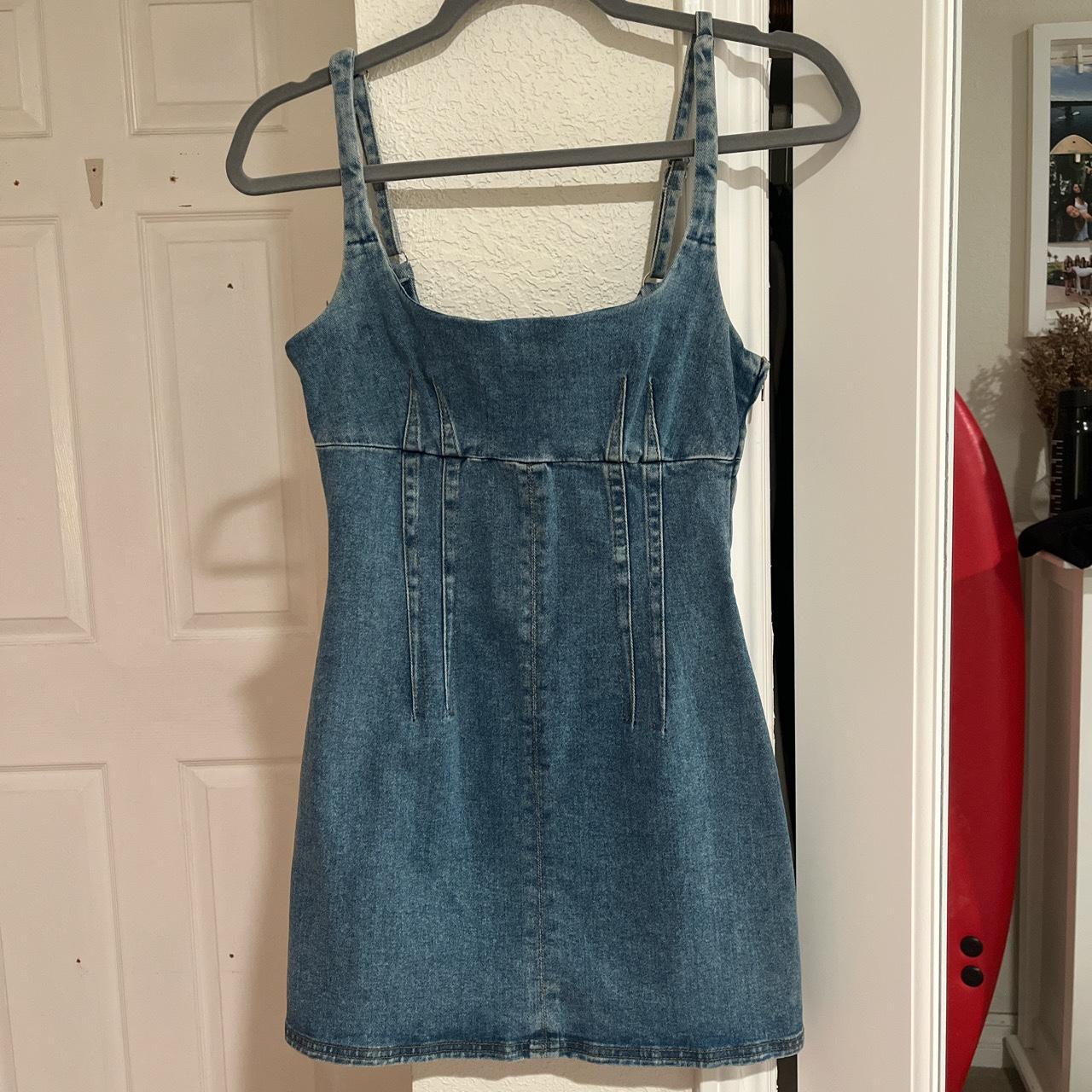 BDG Denim Mini Dress The cutest lil denim mini dress... - Depop