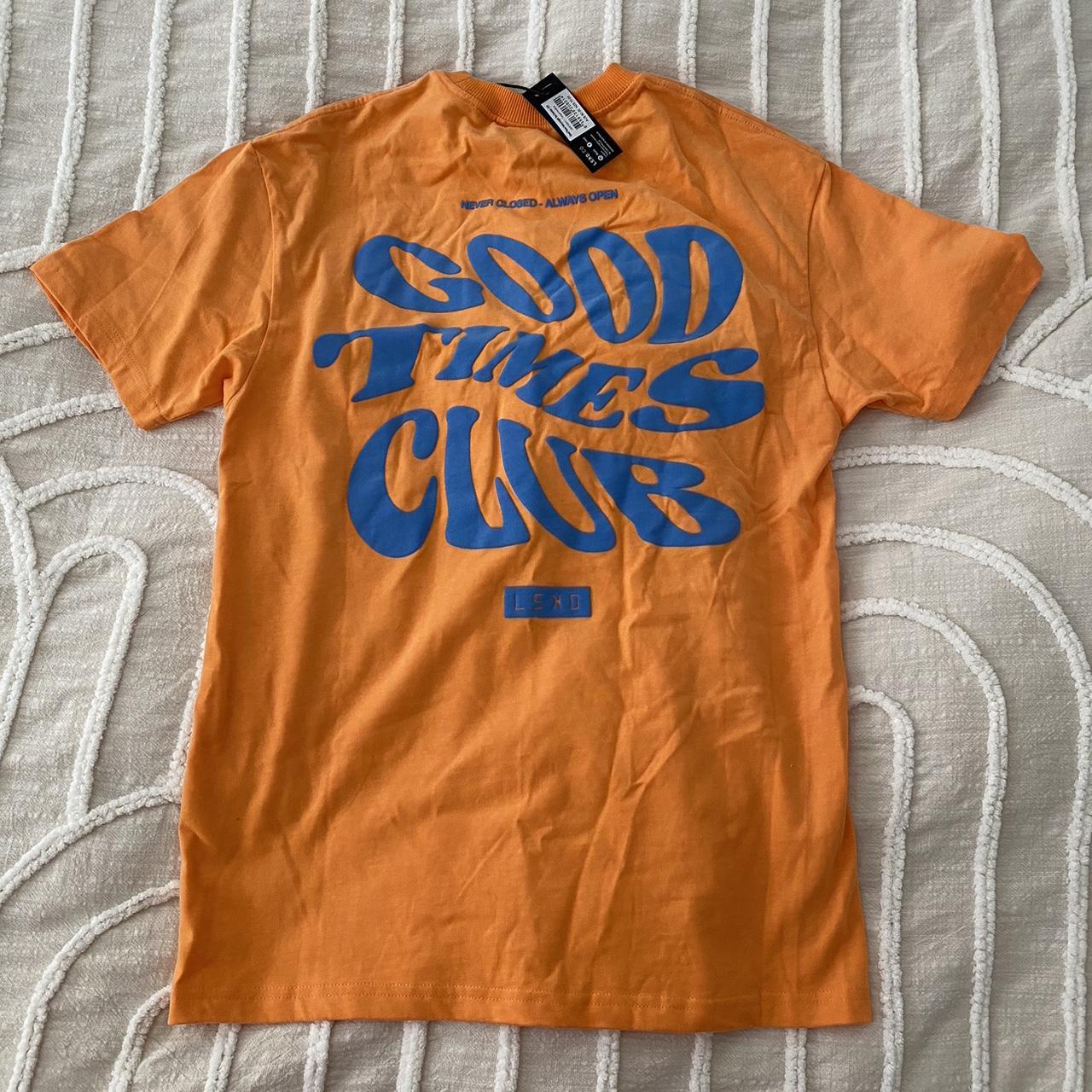 LSKD orange “good times club” tshirt with groovy... - Depop
