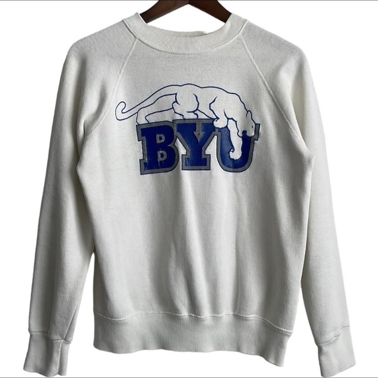 Vintage 80’s BYU Cougars Football Sweatshirt Women’s... - Depop