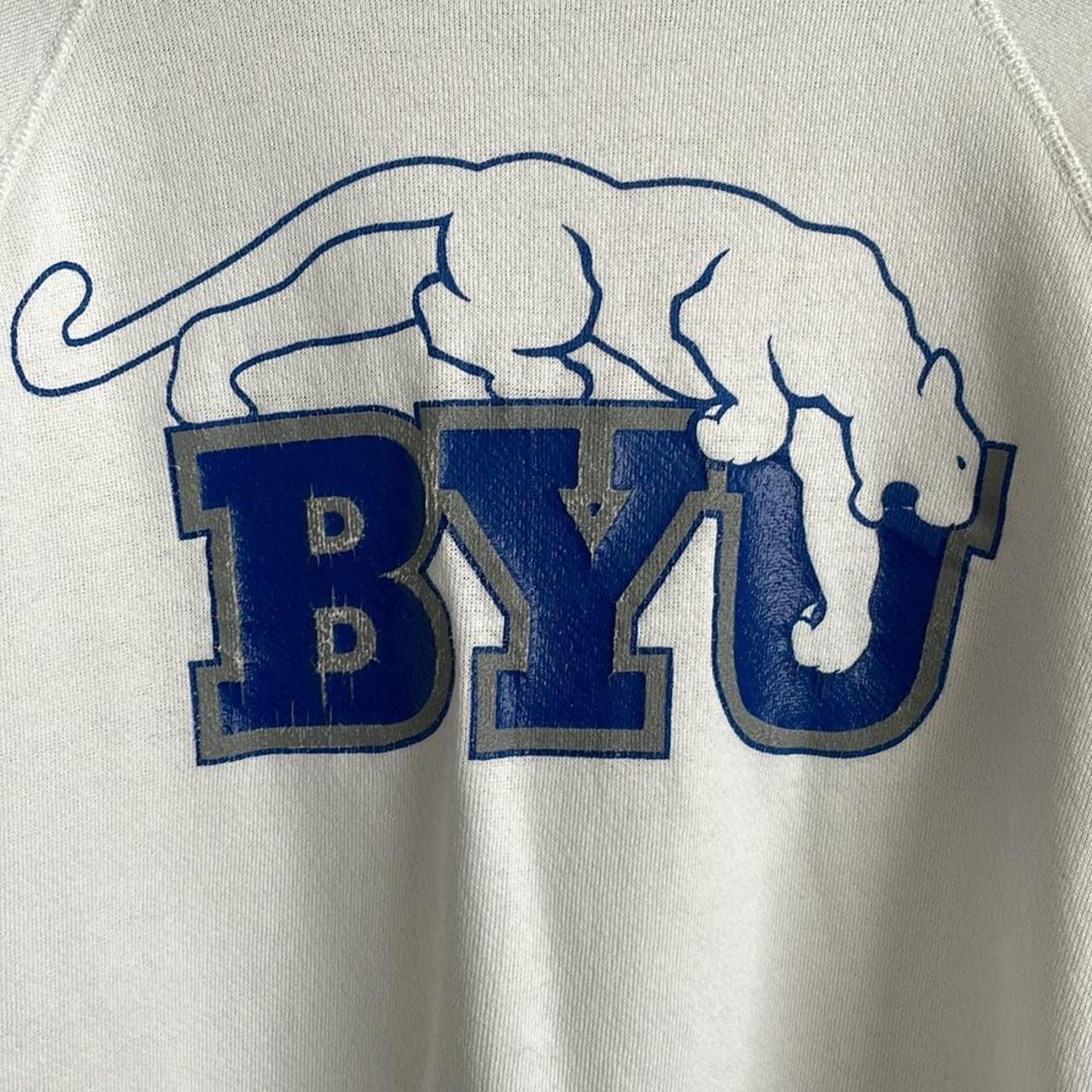 Vintage 80’s BYU Cougars Football Sweatshirt Women’s... - Depop