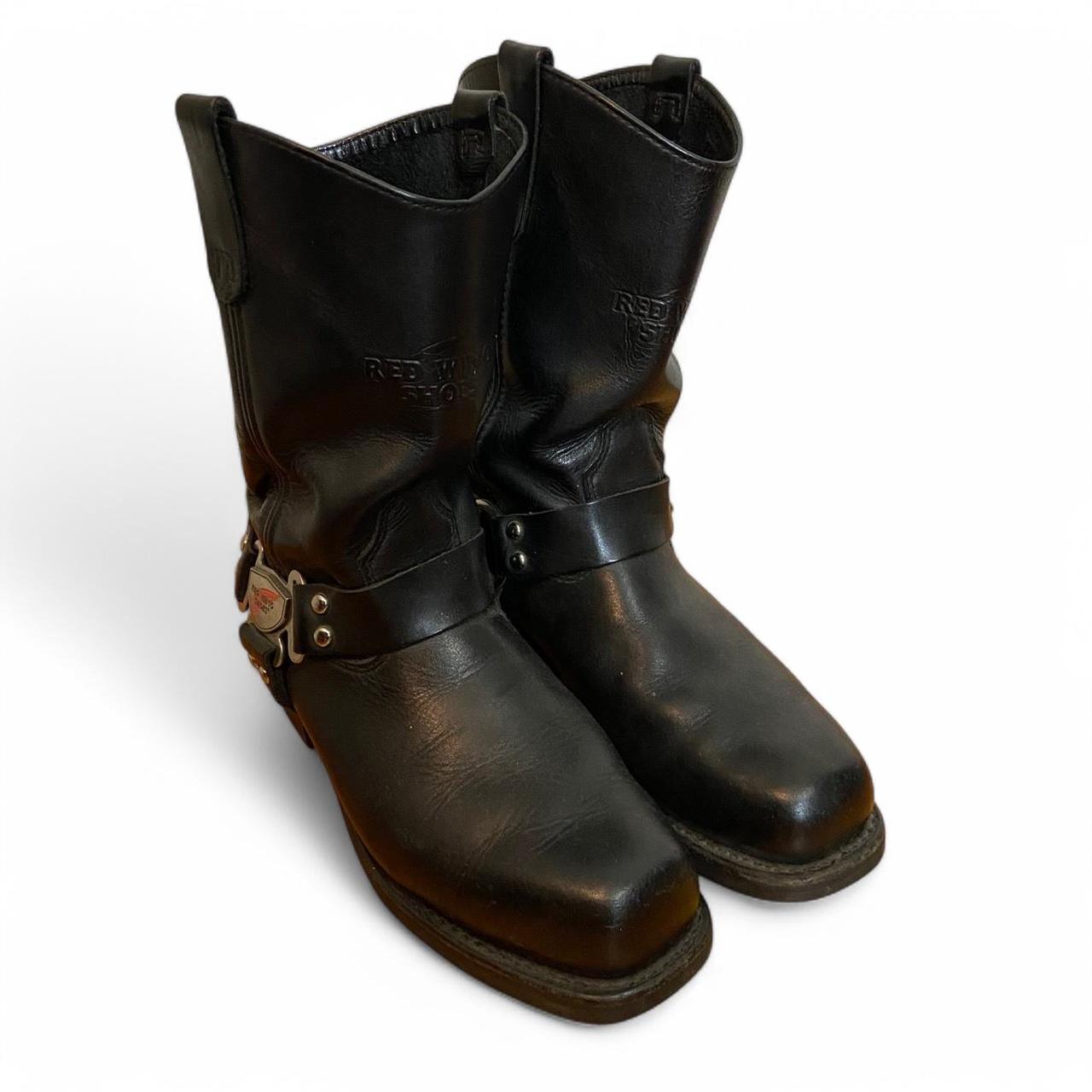 Red Wing Boots Model 969 Harness Black Leather Boots... | Depop