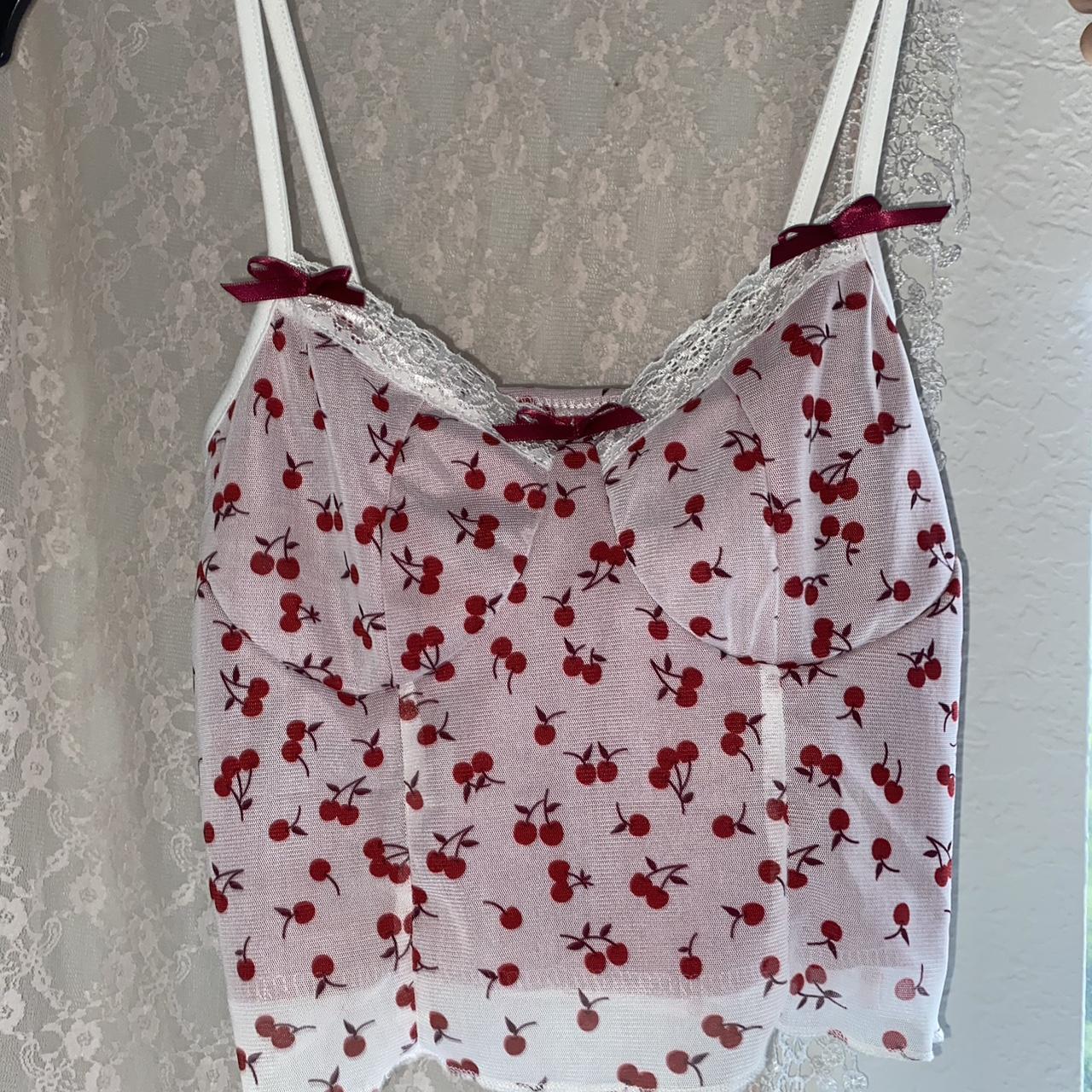 Thrifted cherry tank 🍒 ︎ #cherry #lanadelrey... - Depop
