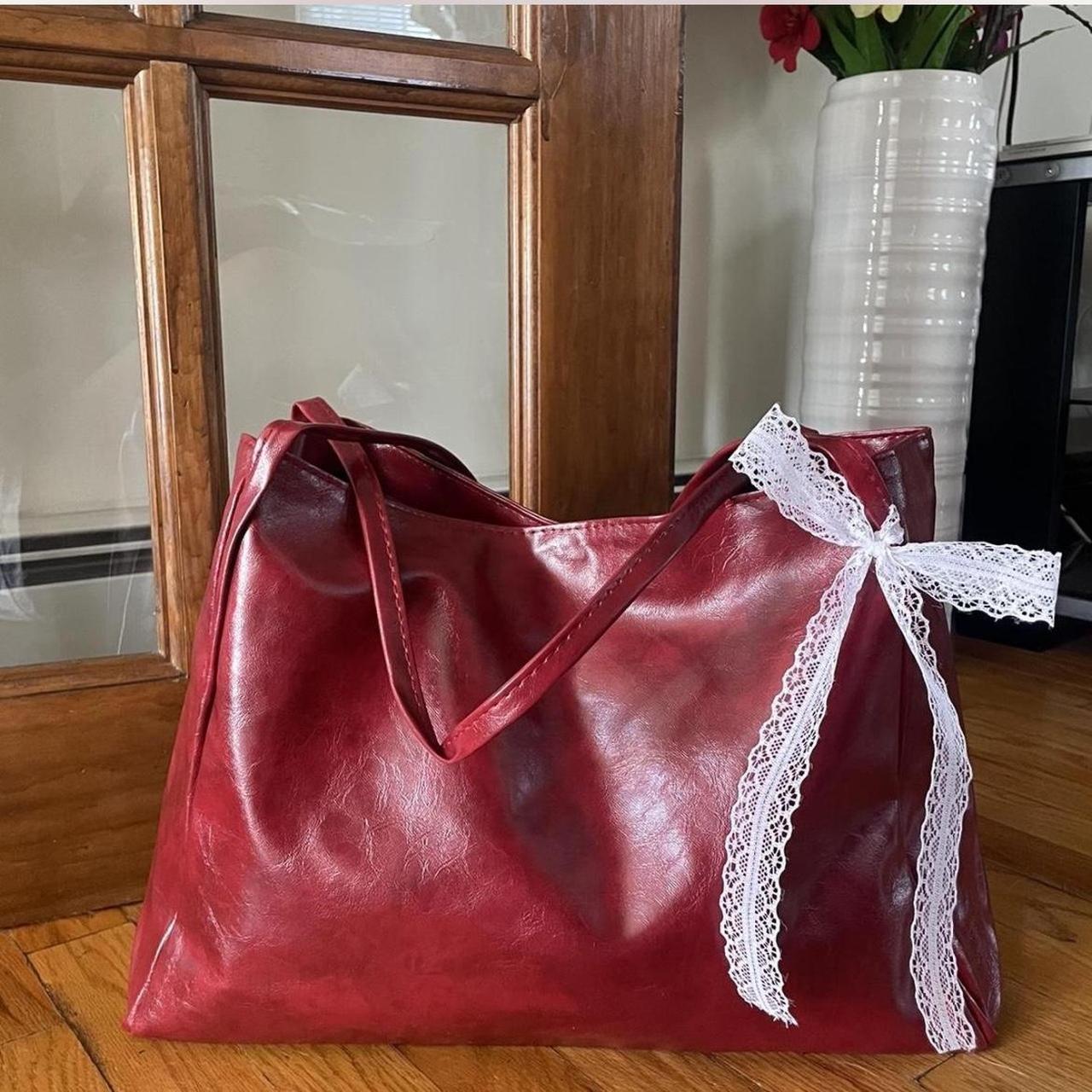 Minimalistic Red Vintage Style Tote Bag Purse Super... - Depop