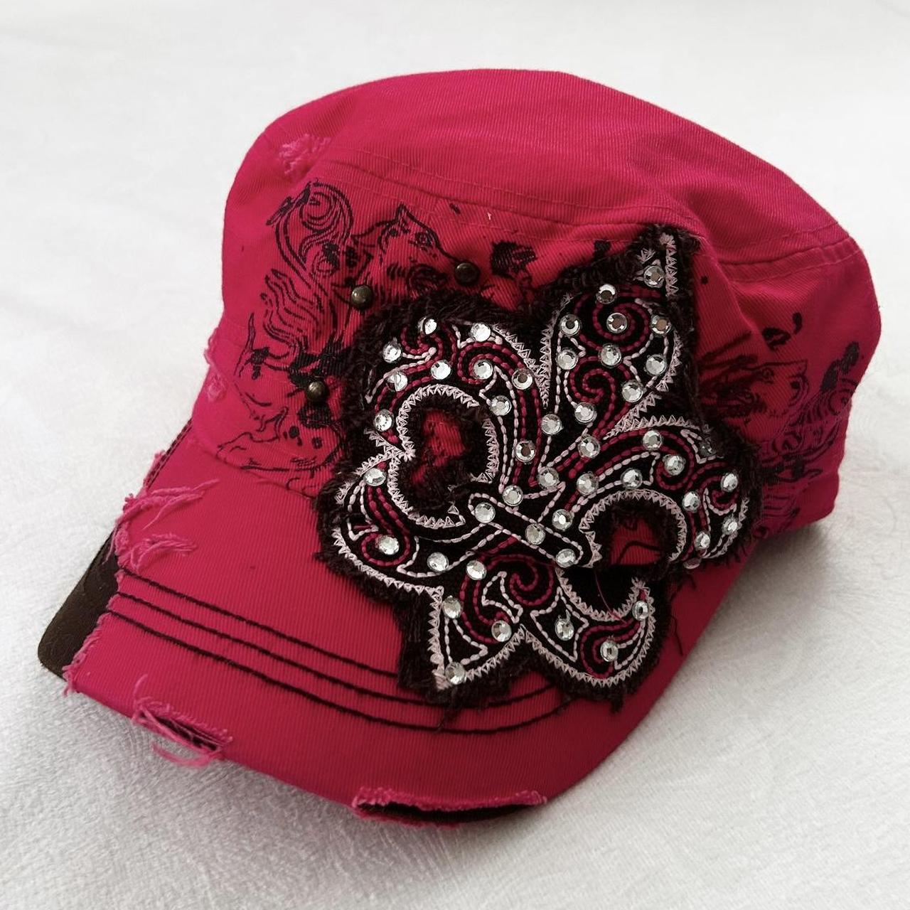 MCBLING FLEUR DE LIS HAT **color is a hot pink... - Depop
