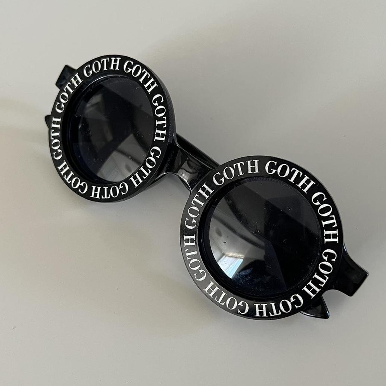 "Goth" Round Sunglasses in Black Like new, gently... - Depop