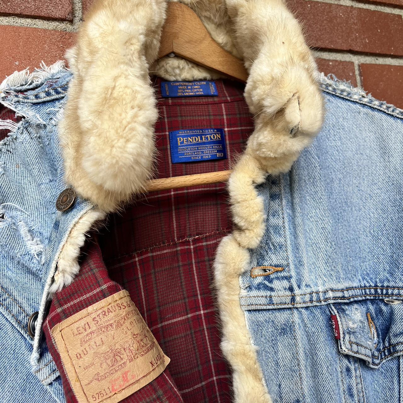Vintage Levi’s Denim Trucker, lined with Pendleton... - Depop
