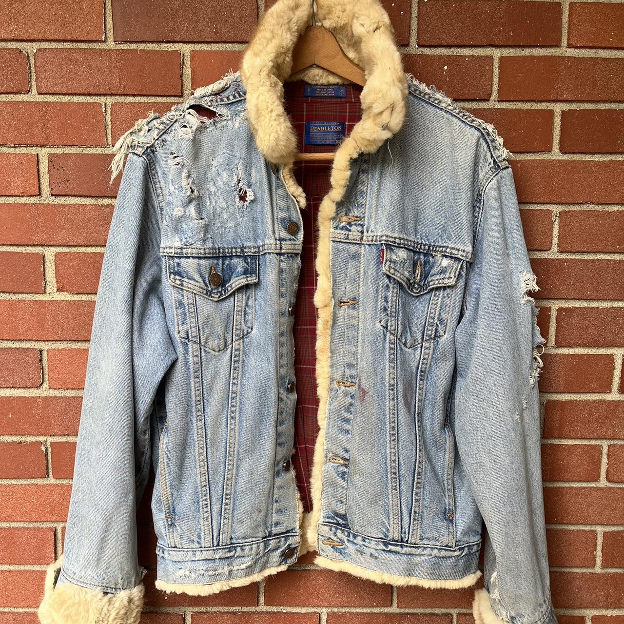 Vintage Levi’s Denim Trucker, lined with Pendleton... - Depop