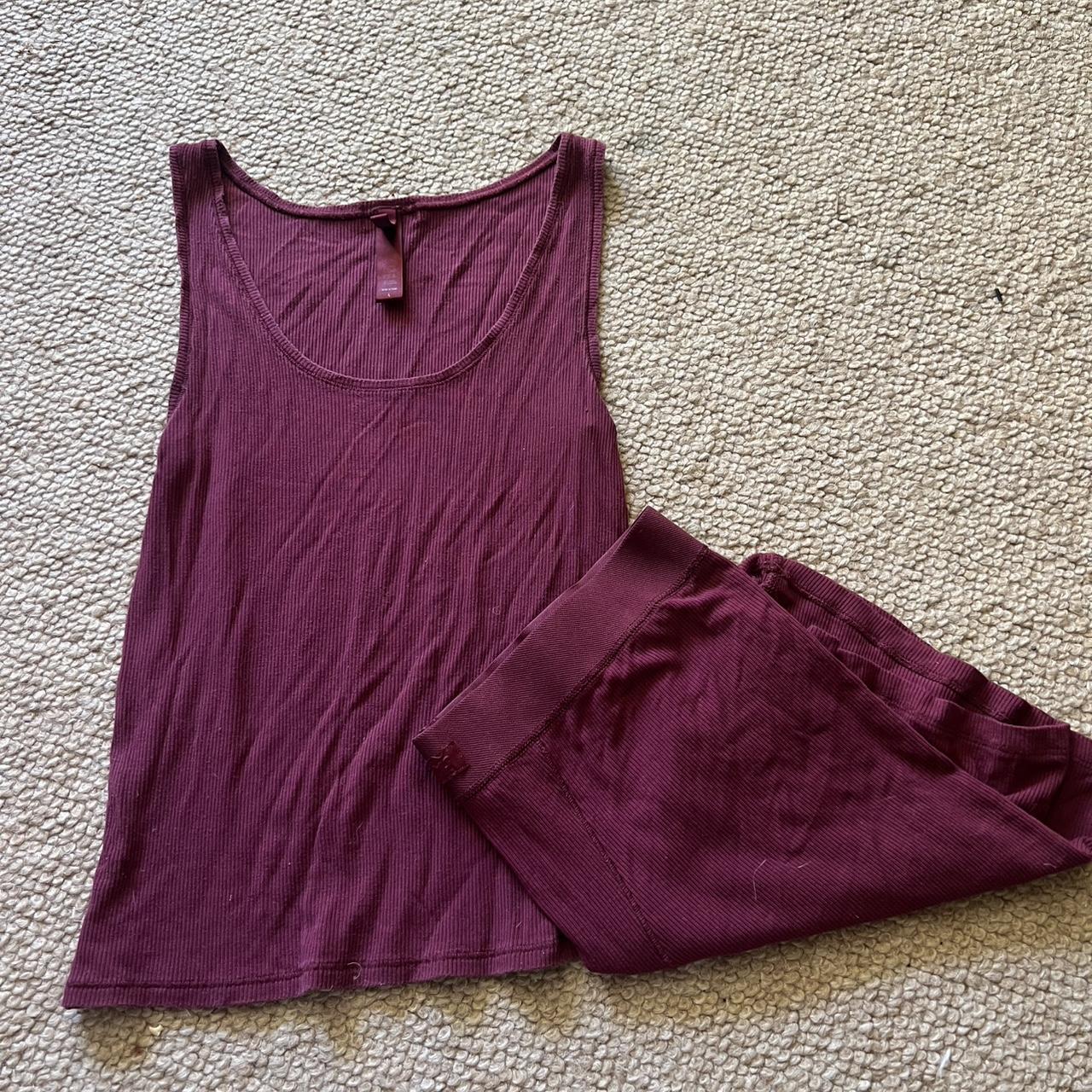 skims deep red cotton ribbed set worn but good... | Depop