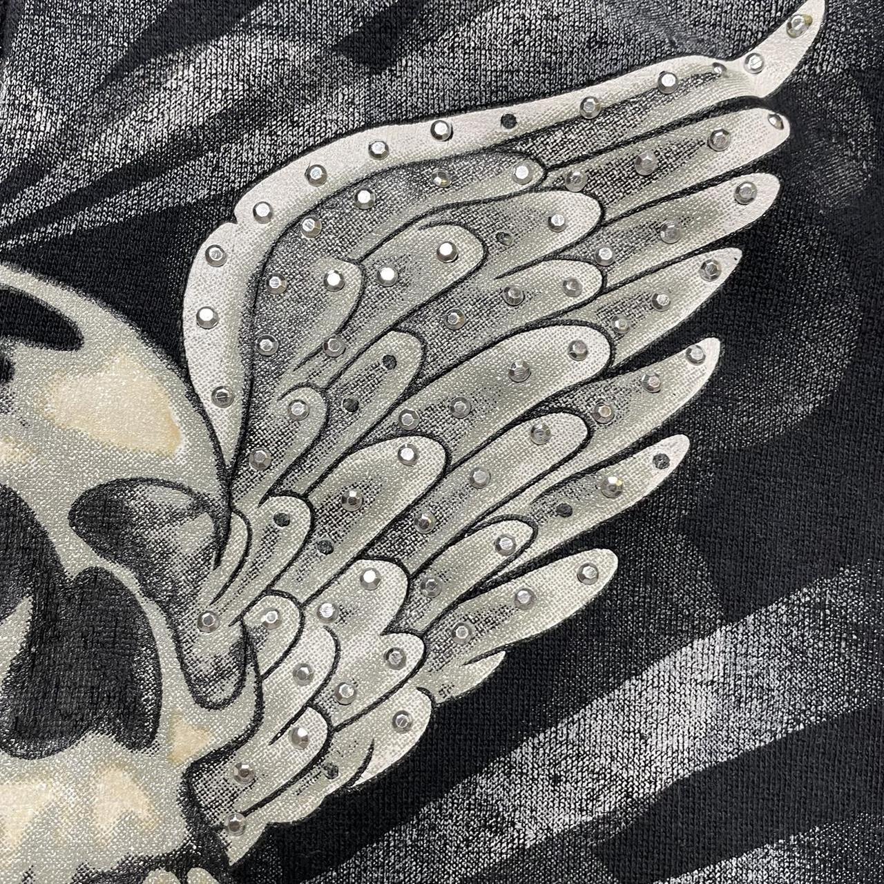 Y2K Avirex Rhinestone Skulls Zip Up Hoodie 26x28”... - Depop