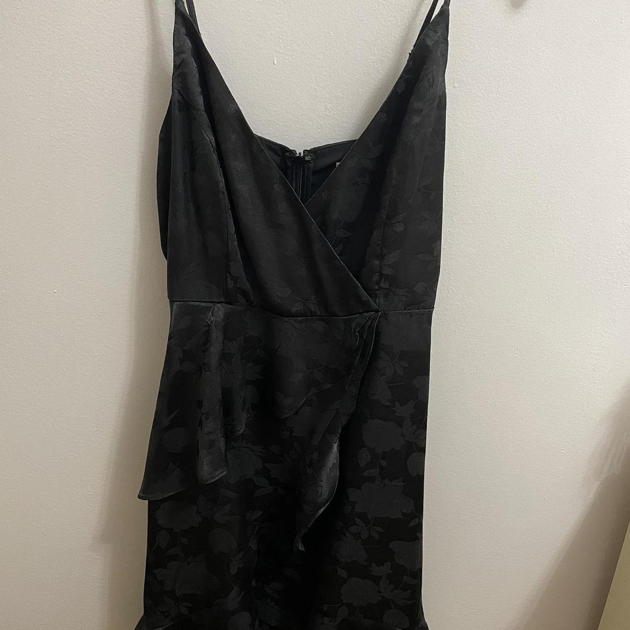 black satin mini altard state dress wrap-style top,... - Depop