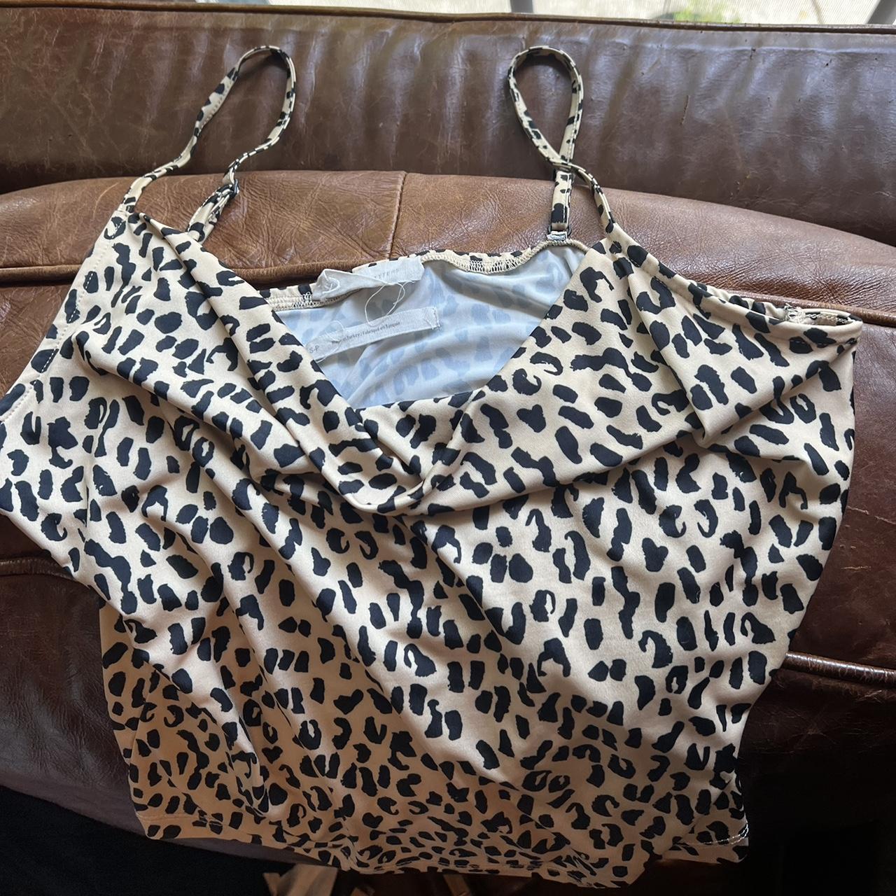 Animal Print Cowl Neck Spaghetti Strap Size:... - Depop