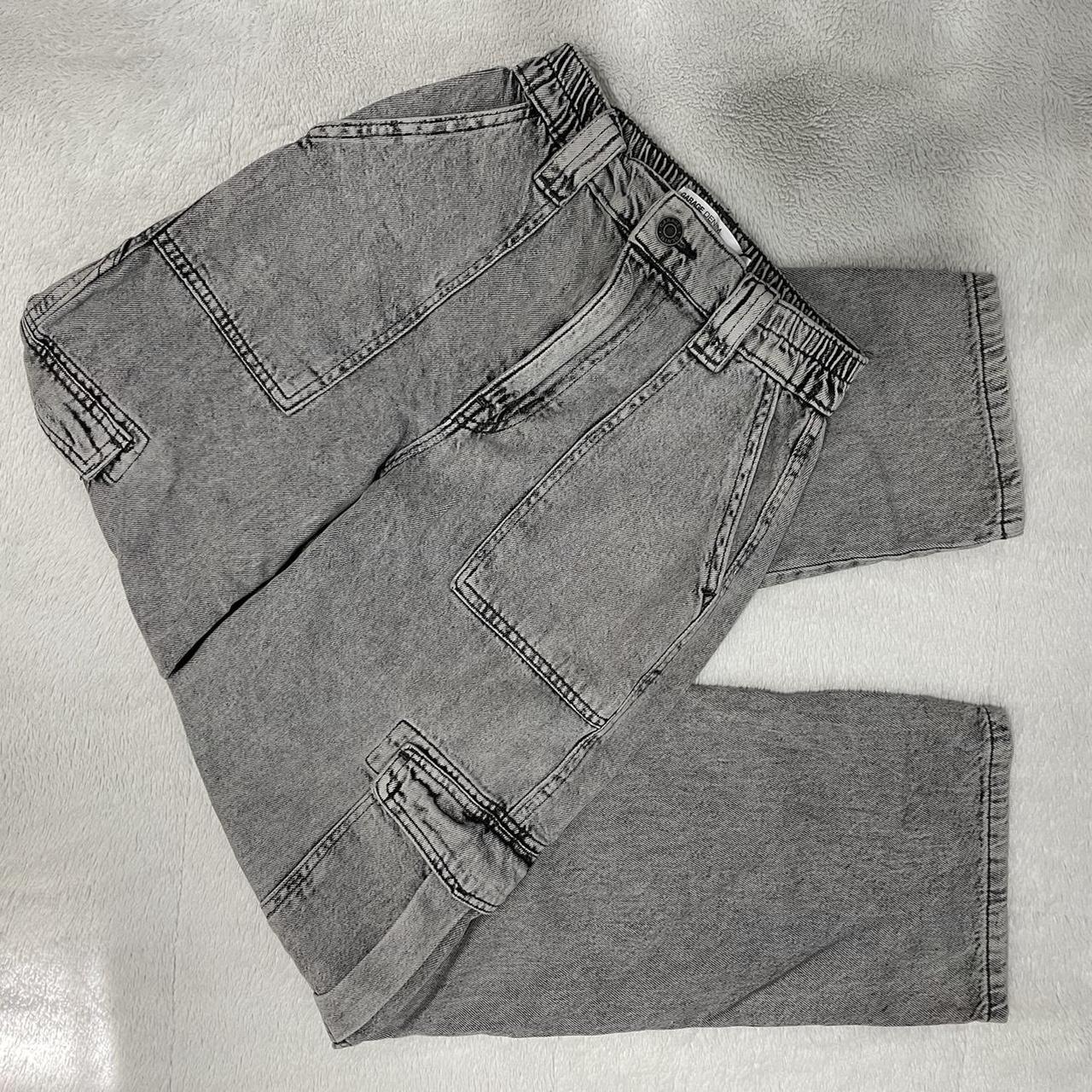 GARAGE denim washed grey straight leg cargo jean.... - Depop