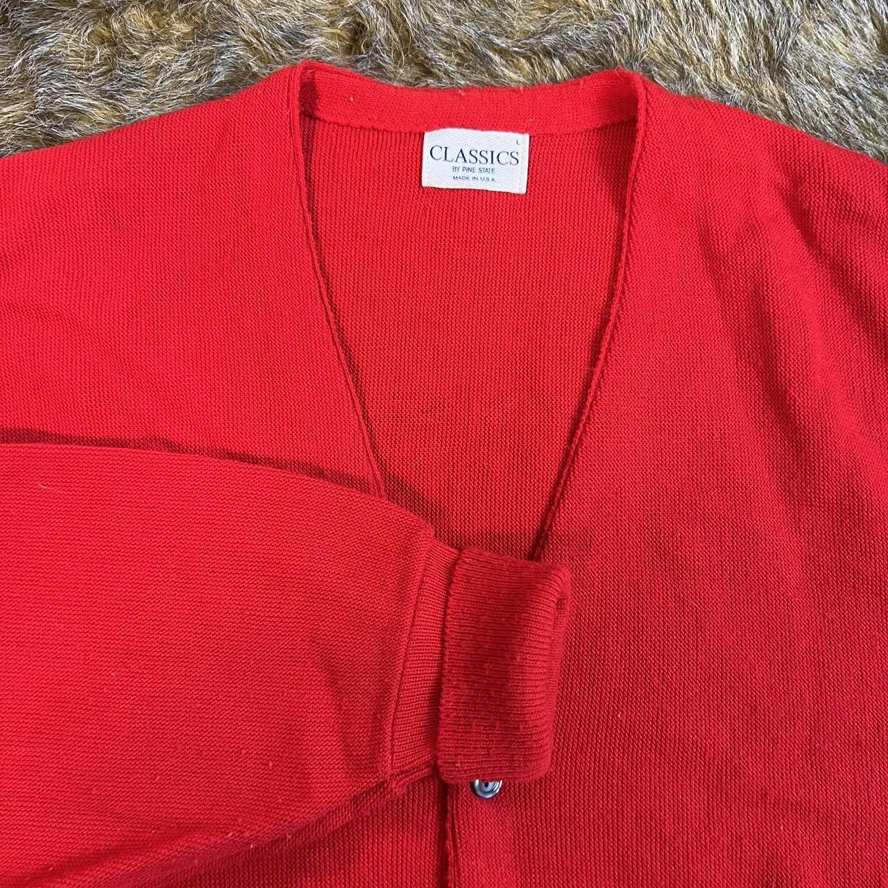 Vintage red cardigan sweater • Size: L • Good... - Depop