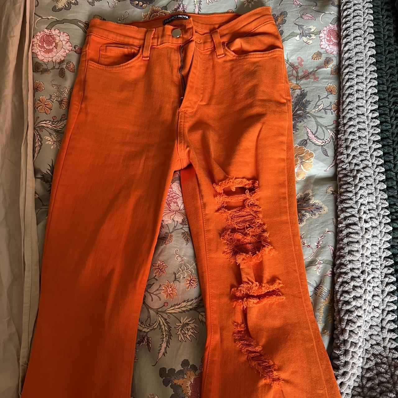 Bright orange flare jeans from fashion nova *brand... - Depop