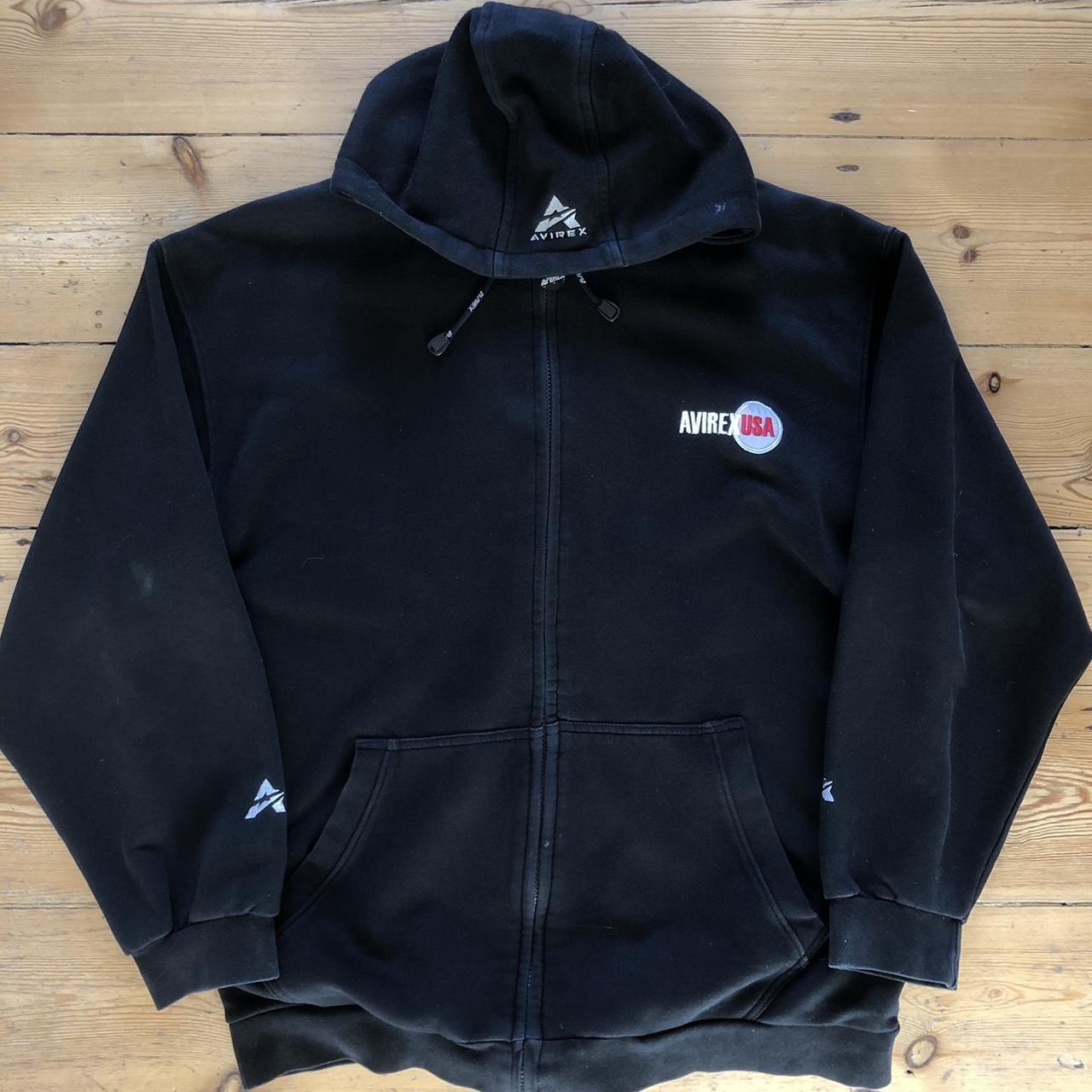 Avirex Usa black zip up hoodie. Avirex varsity - Depop
