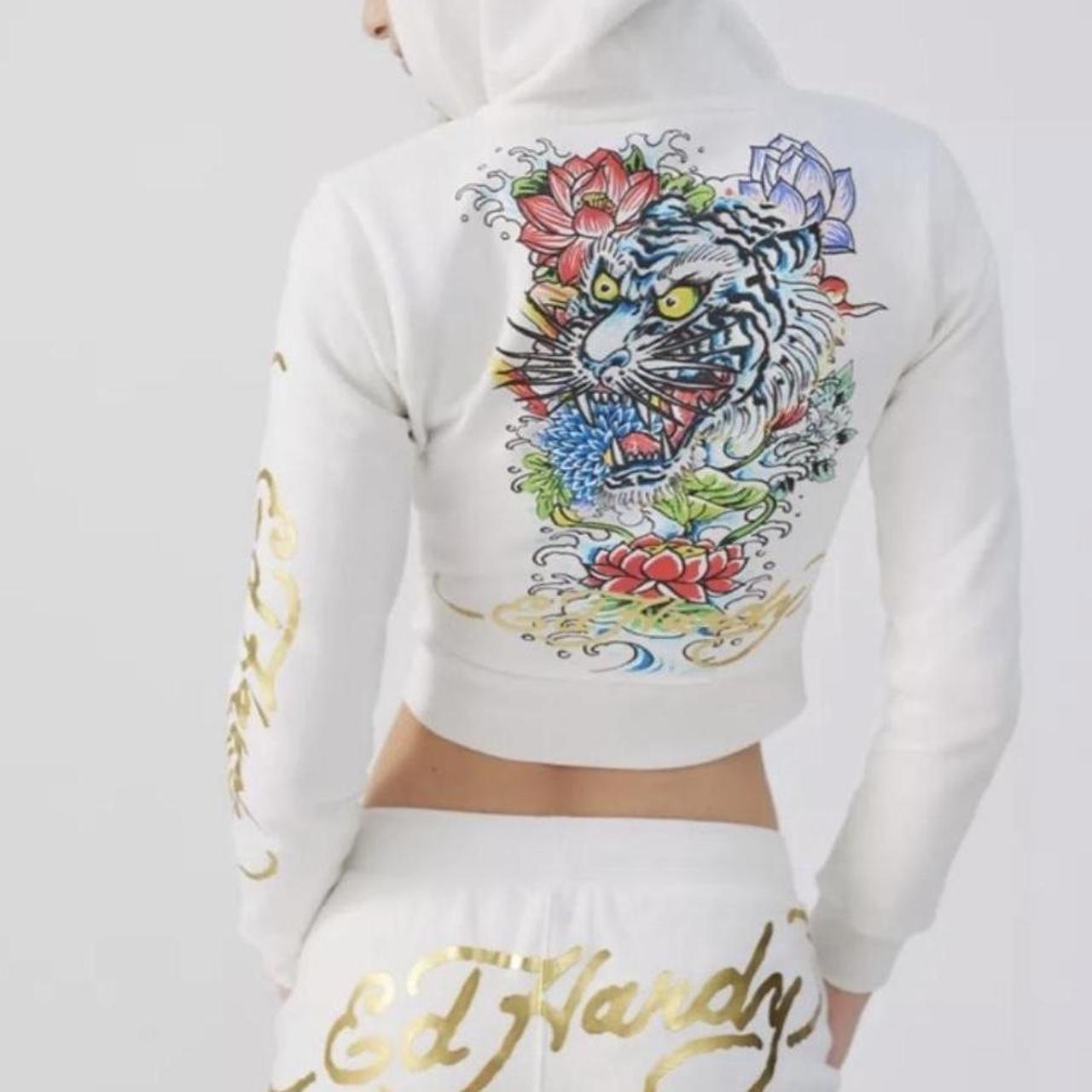 ED HARDY White Tracksuit Jacket Urban... - Depop
