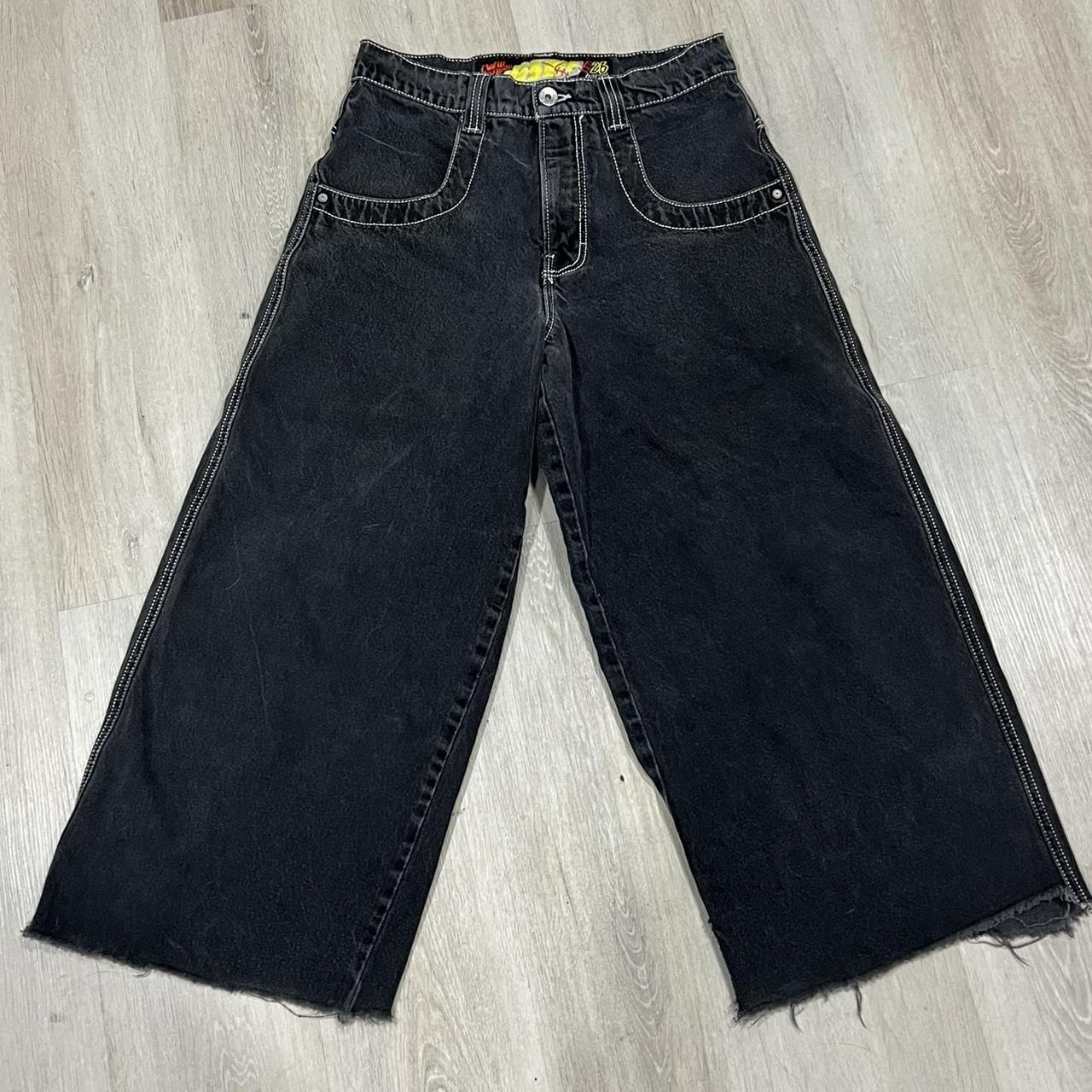 Black JNCOs with contrast white stitching. Perfect... - Depop