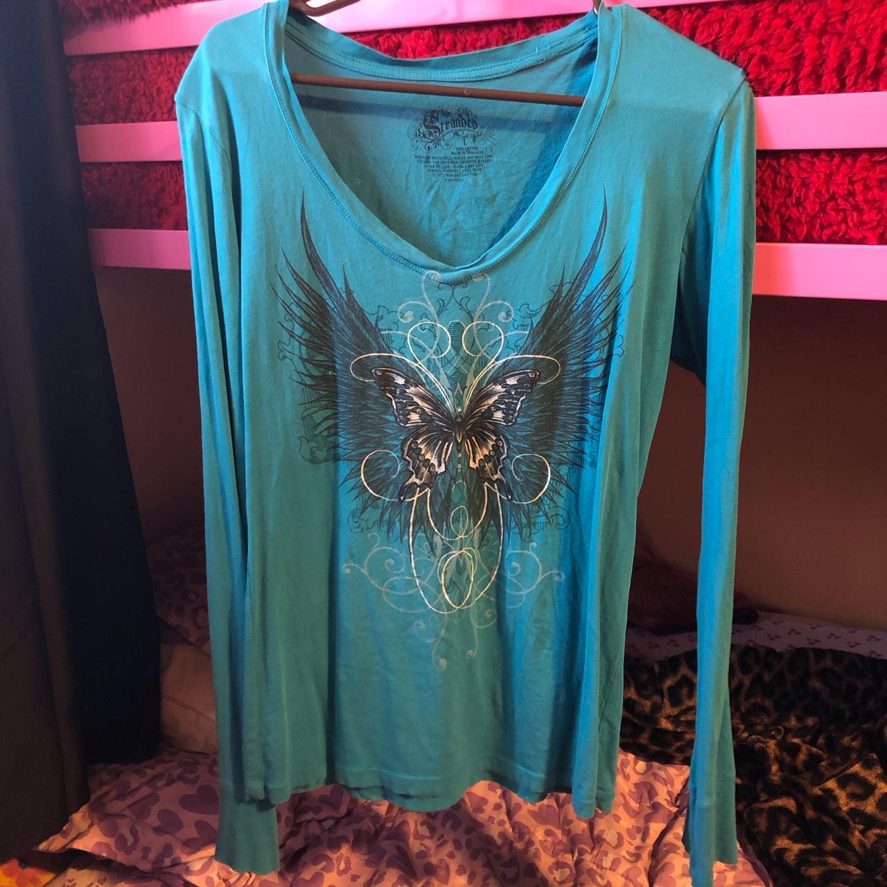 stranded brand long sleeve blue mcbling cyber y2k... - Depop