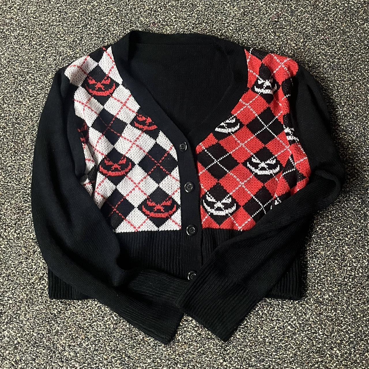 SHEIN Women's Black and Red Cardigan | Depop