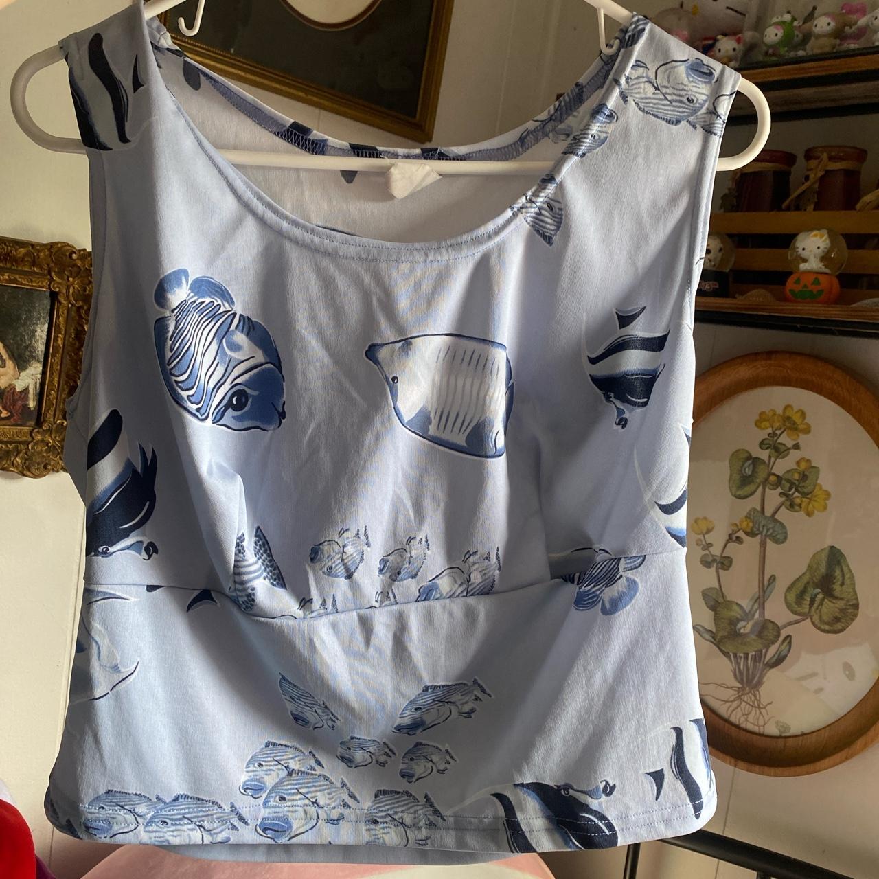 unique cute fish tank top stretchy in perfect... - Depop