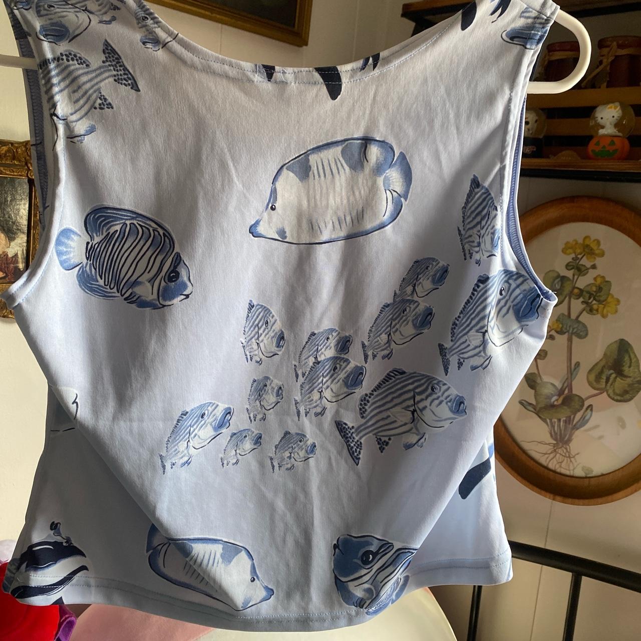 unique cute fish tank top stretchy in perfect... - Depop