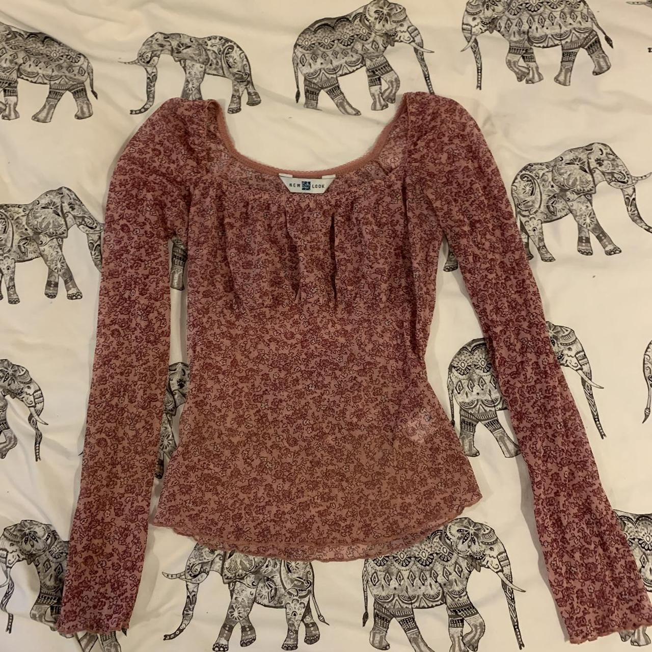 Mesh overlay vintage new look top. Fits size... - Depop