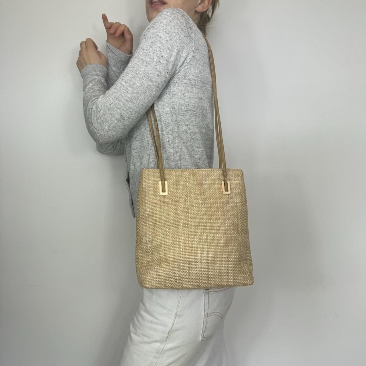 Cream wicker effect double strap bag Perfect summer... - Depop