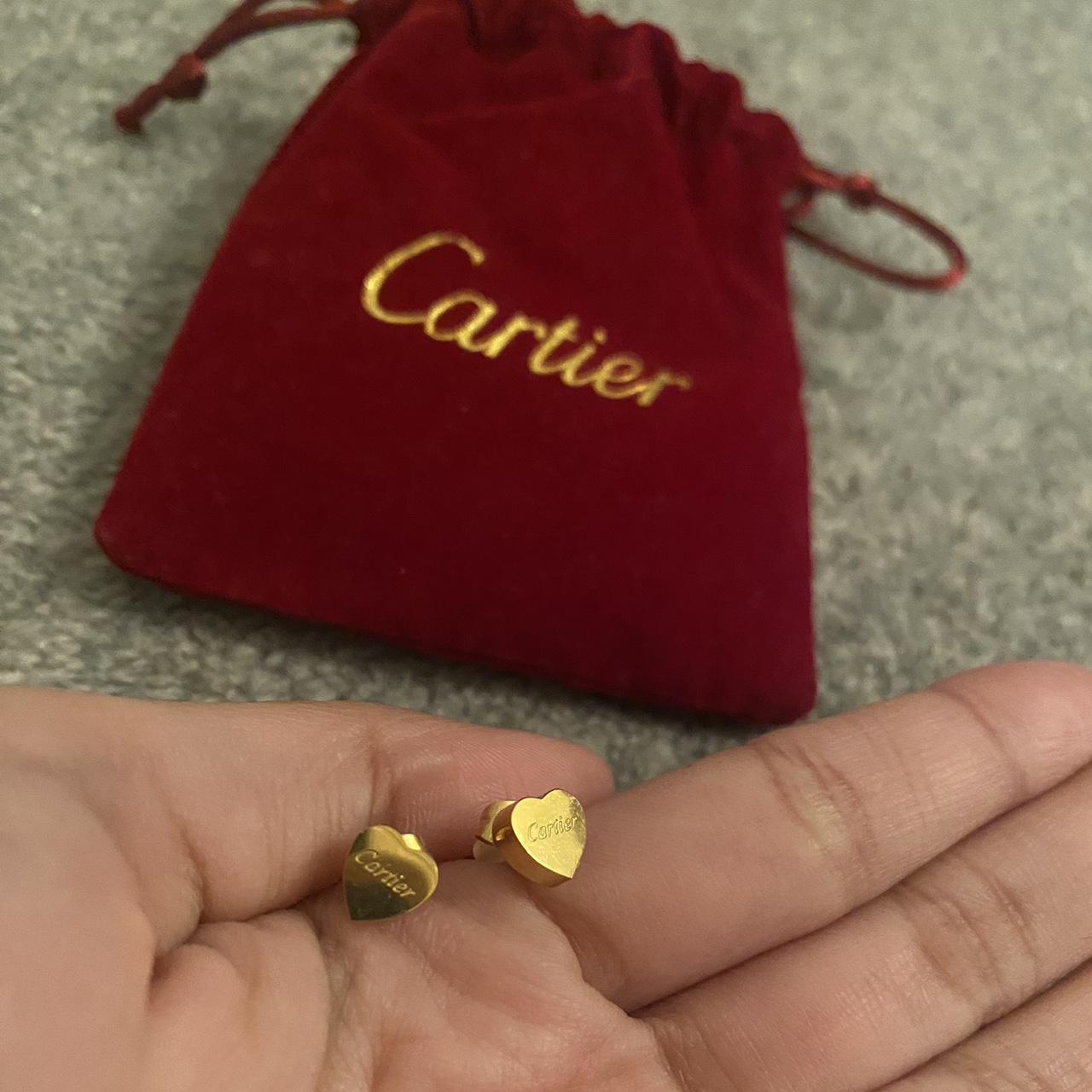 Gold Love Heart Earrings Dainty Cute Solid... - Depop