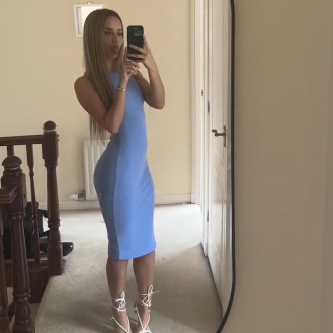 selling this stunning baby blue zara dress very... - Depop