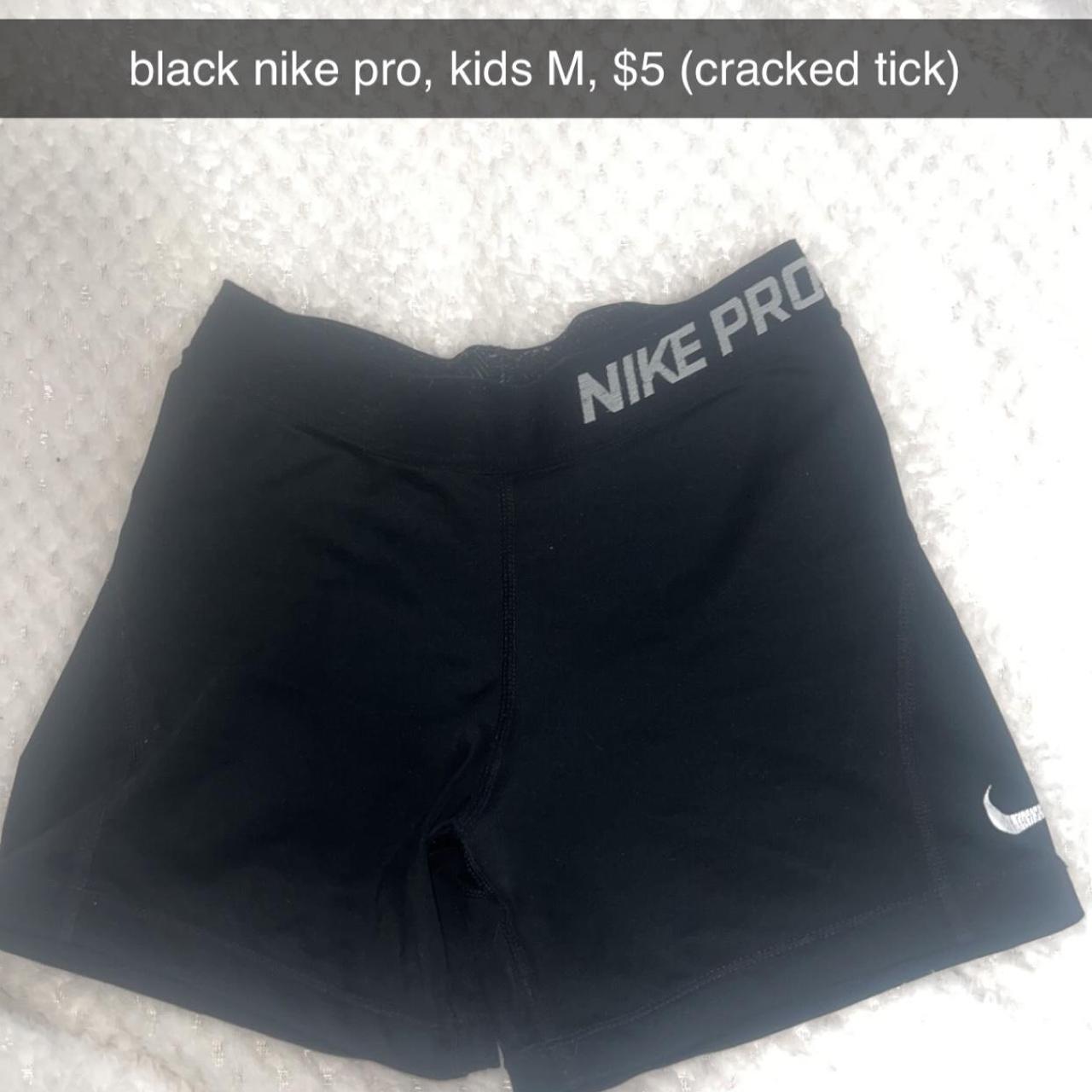 KIDS MEDIUM black nike pros (cracked tick) #nike... - Depop