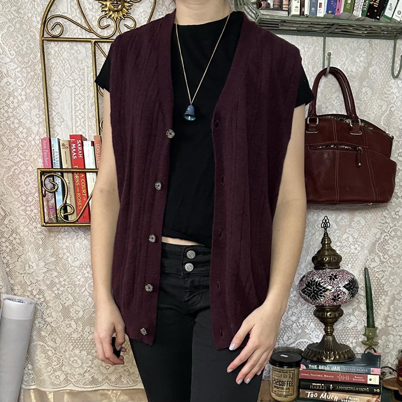 Vintage maroon button up vest Perfect for layering... - Depop
