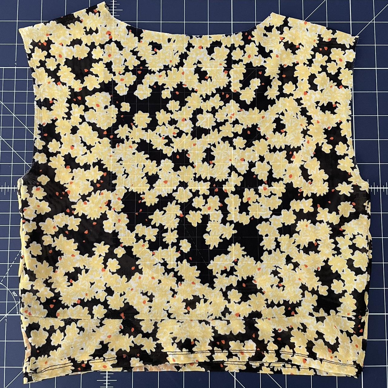 Upcycled floral mesh top with cutout back, made... - Depop