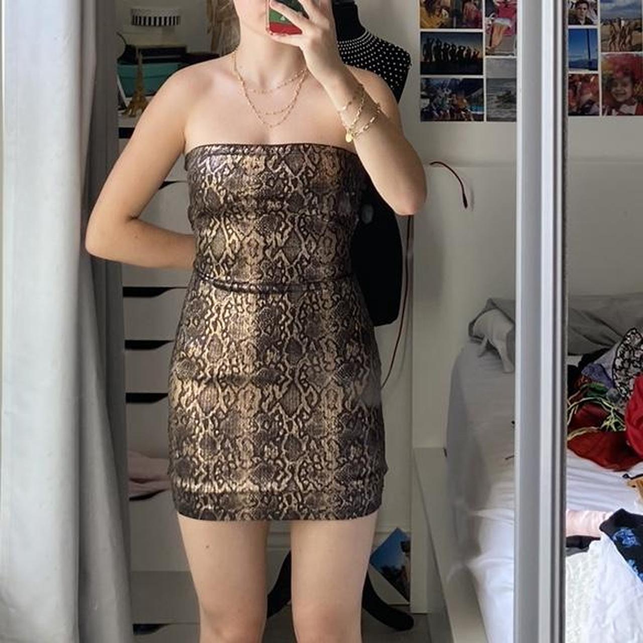Gold snake skin dress Size xs - Depop
