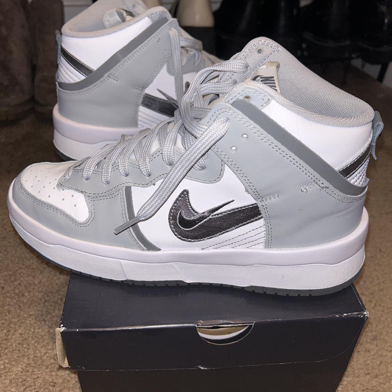 Nike Grey Dunk High Up, worn 3 times - Depop