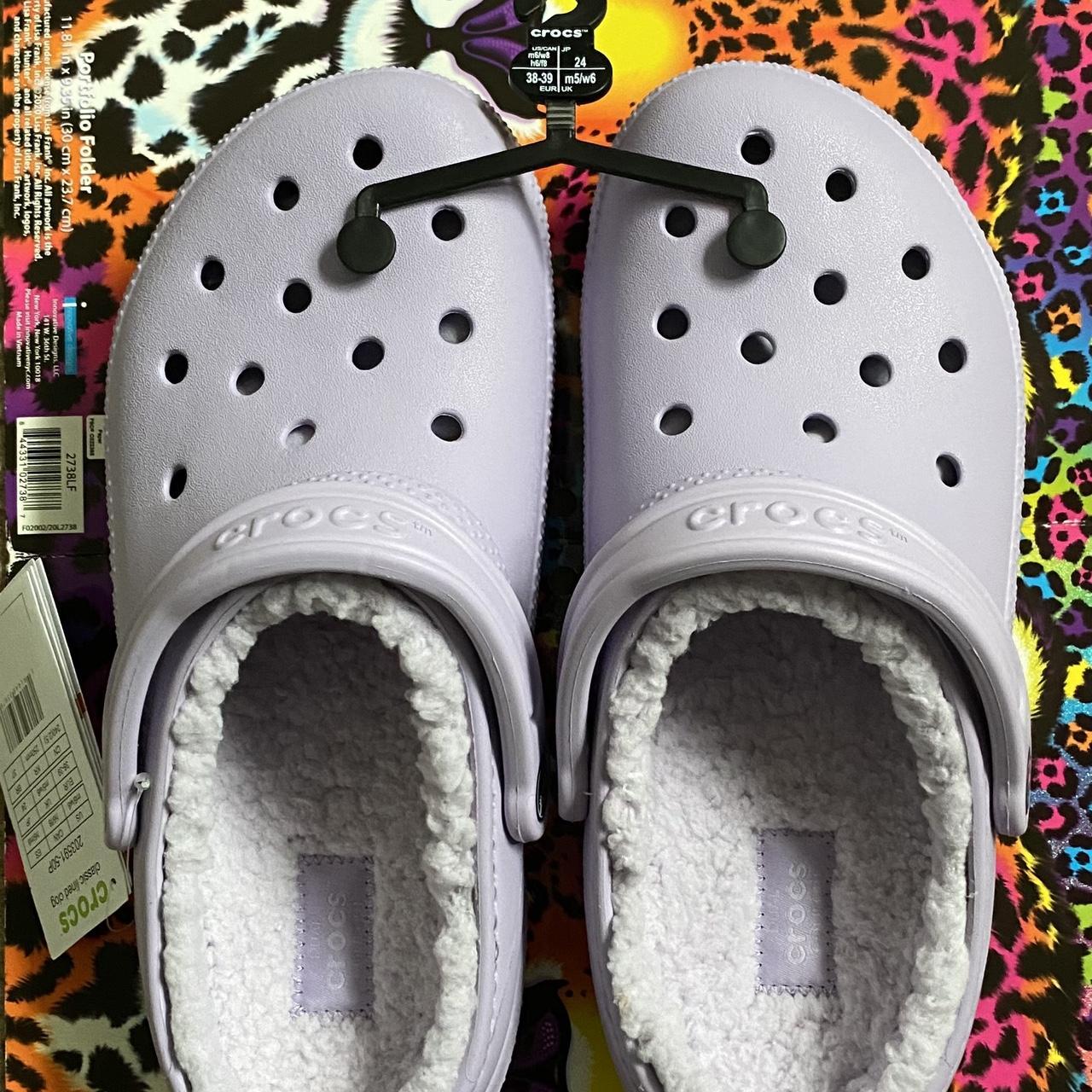 Lavender Faux Fur Lined Crocs. Selling because they... - Depop