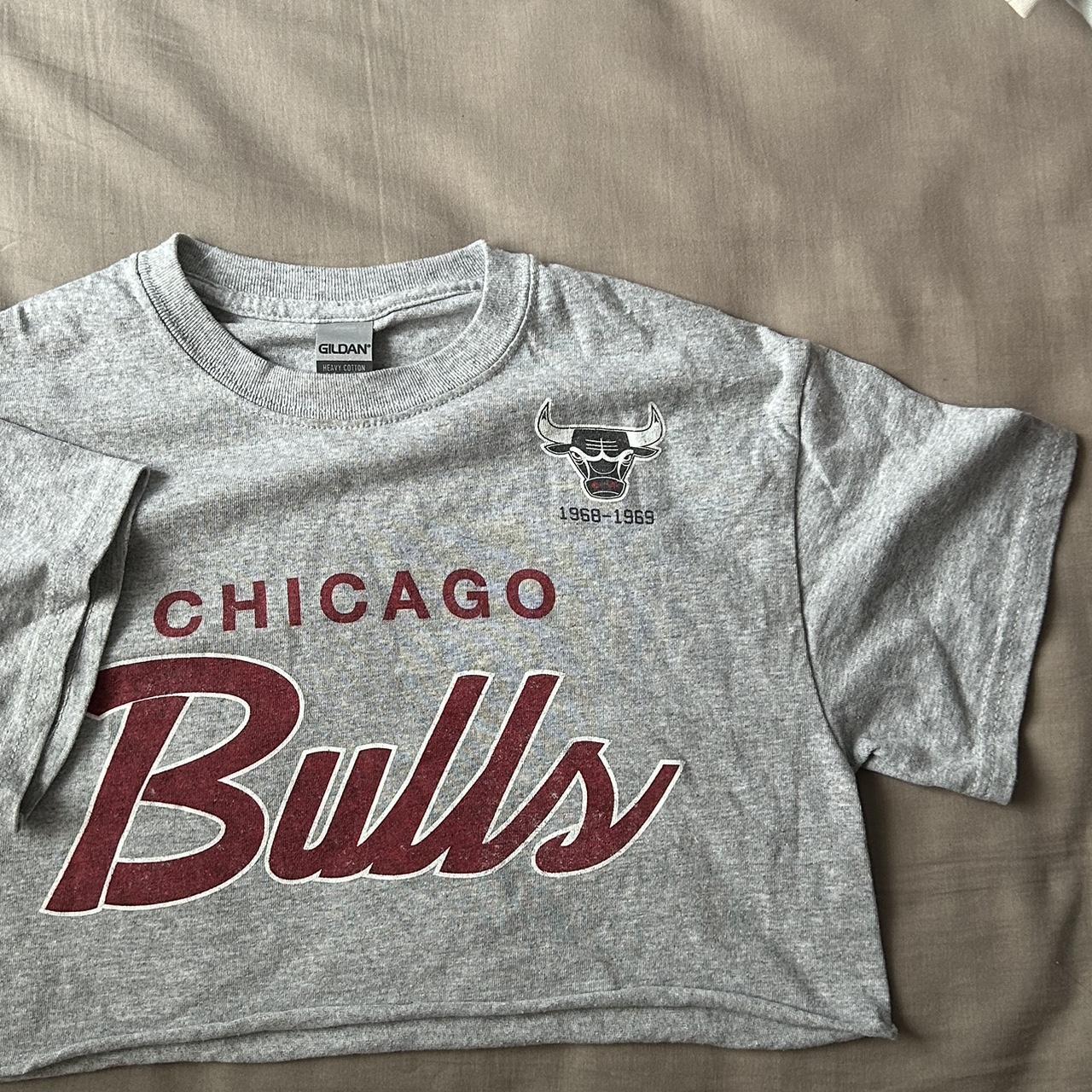Chicago Bulls Grey Crop Top - Depop