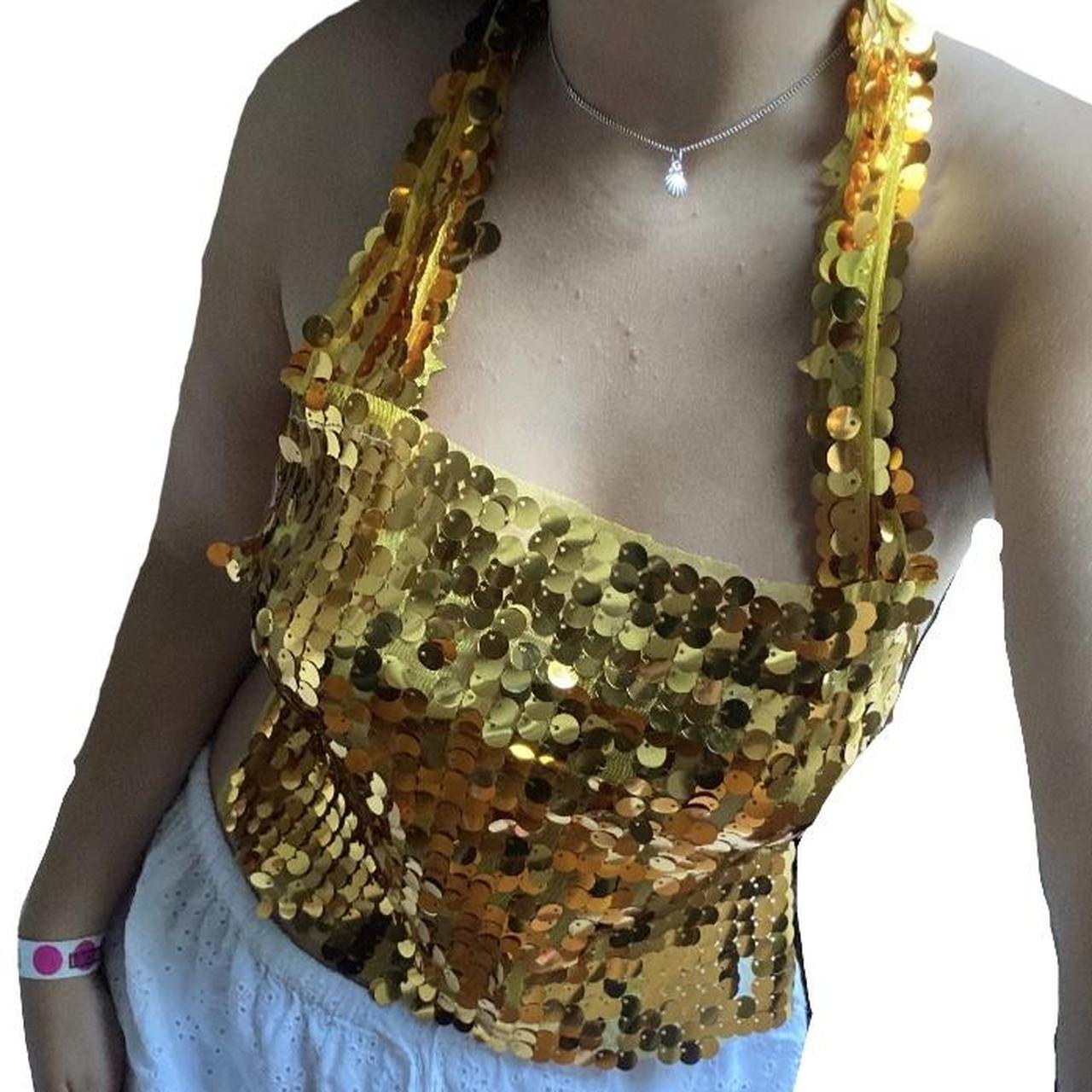 Handmade gold sequin top Perfect for festivals and... - Depop