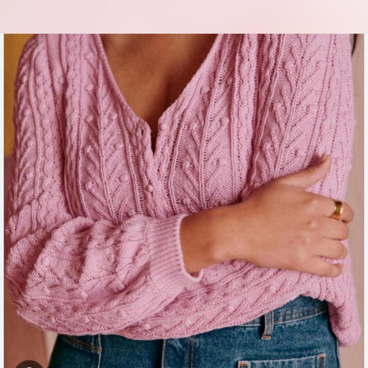 Sezane Beryl Cardigan in Pastel Pink Size L In... - Depop